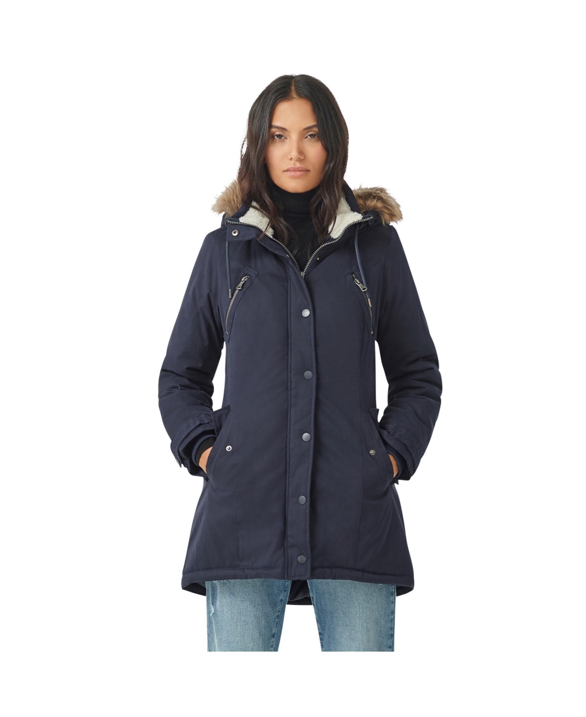 Click here for ellos Womens Modern A-Line Parka - Vintage navy prices