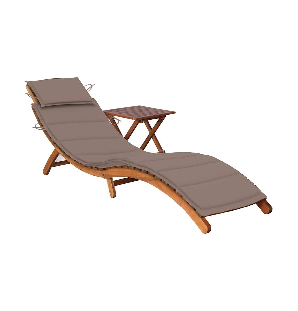 Click here for vidaXL Sunlounger With Table Taupe Solid acacia wo... prices