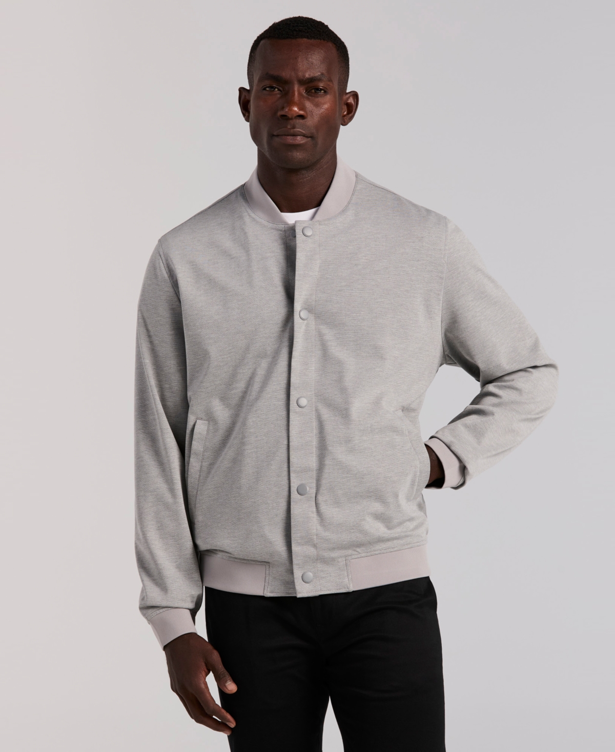 Click here for Perry Ellis Mens Stand Collar Jacket - Sharkskin prices