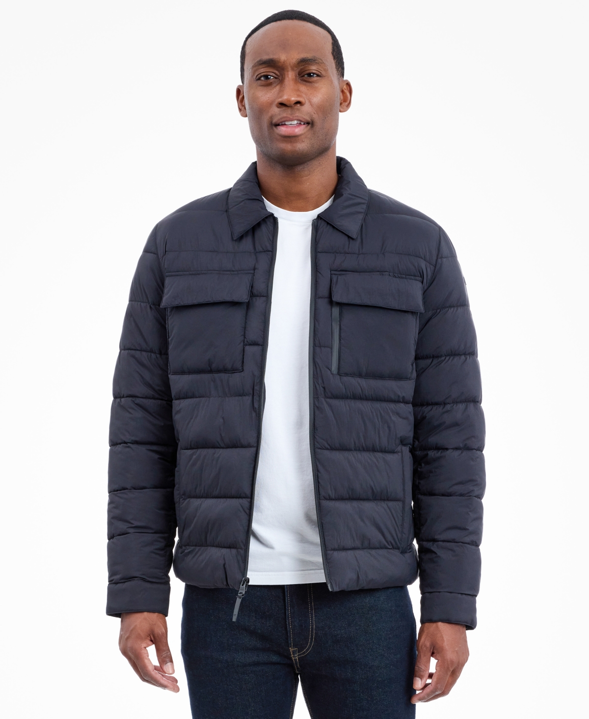 Click here for Michael Kors Mens Quilted Shirt Jacket - Black prices