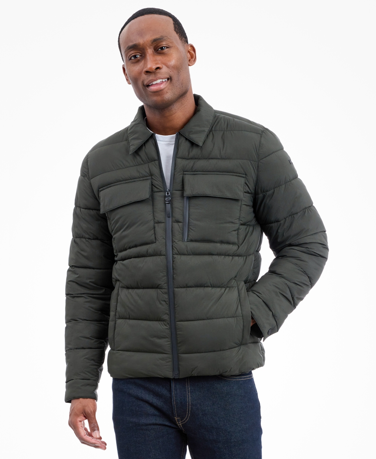 Click here for Michael Kors Mens Quilted Shirt Jacket - Olive prices