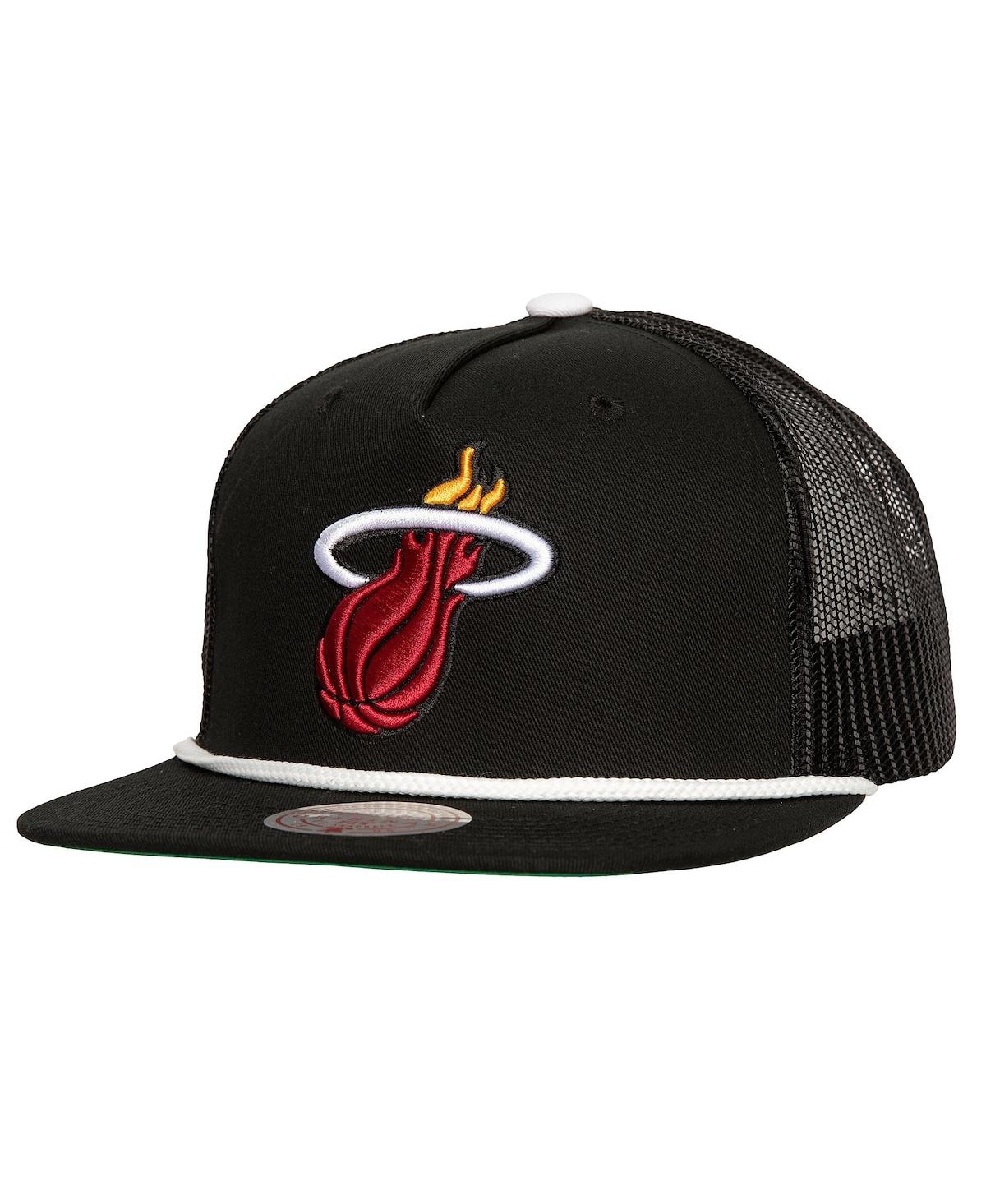Click here for Mens Black Miami Heat Roper Meshback Trucker Snapb... prices