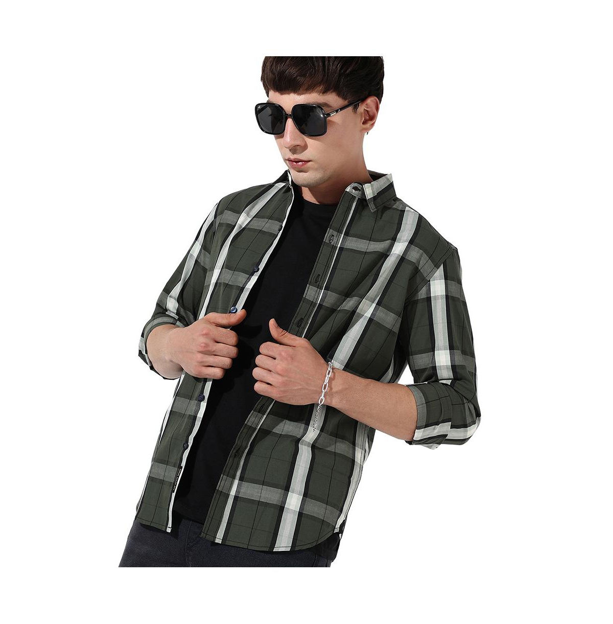 Click here for Campus Sutra Mens Tartan Plaid Dark Green Shirt. -... prices