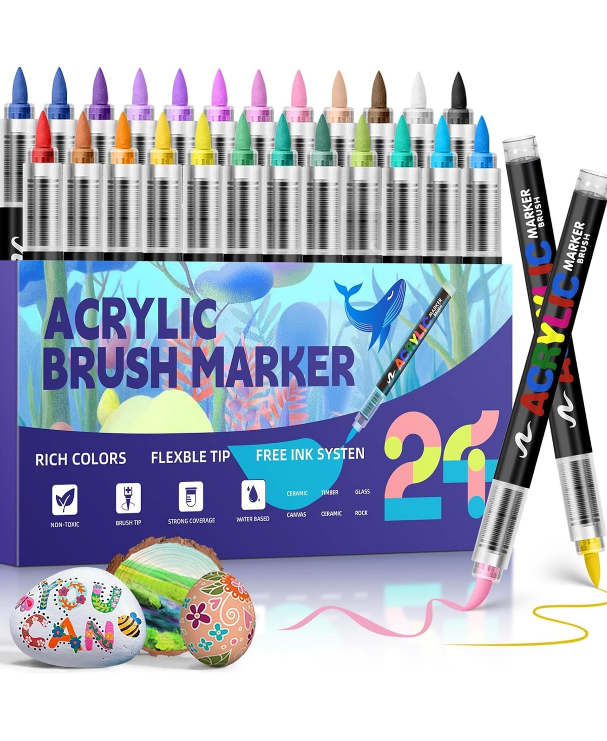 Click here for Htutwoo 24 Colors Acrylic Paint Markers  with Soft... prices