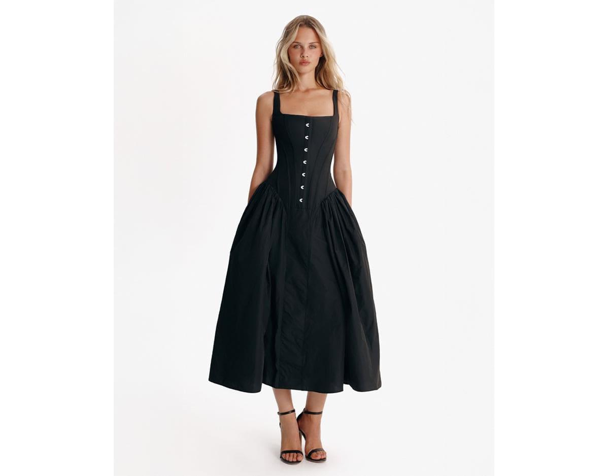 Click here for Milla Womens Corset Midi Dress - Black prices