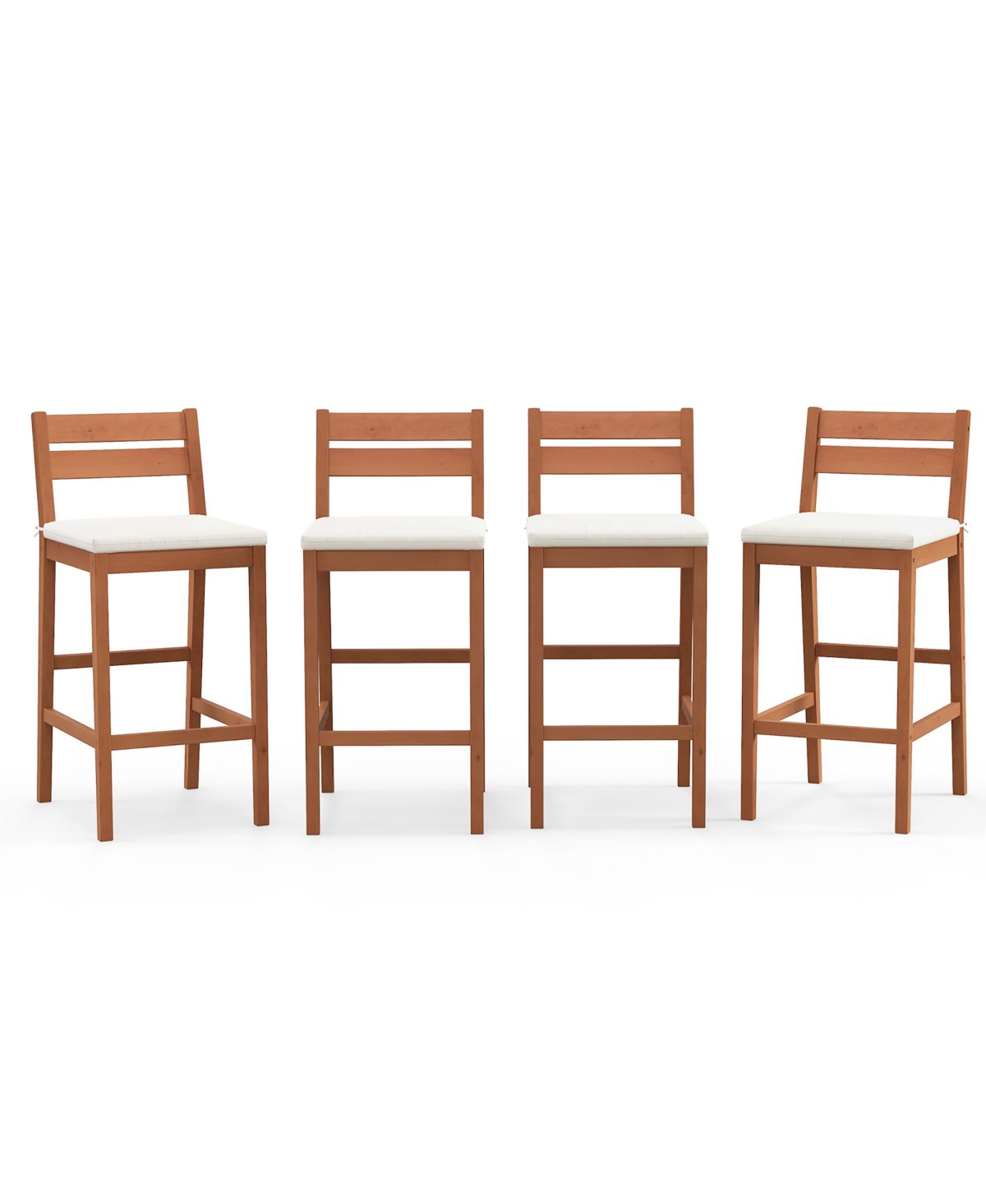 Click here for Gymax Patio Eucalyptus Wood Bar Stools Set of 4 Ou... prices
