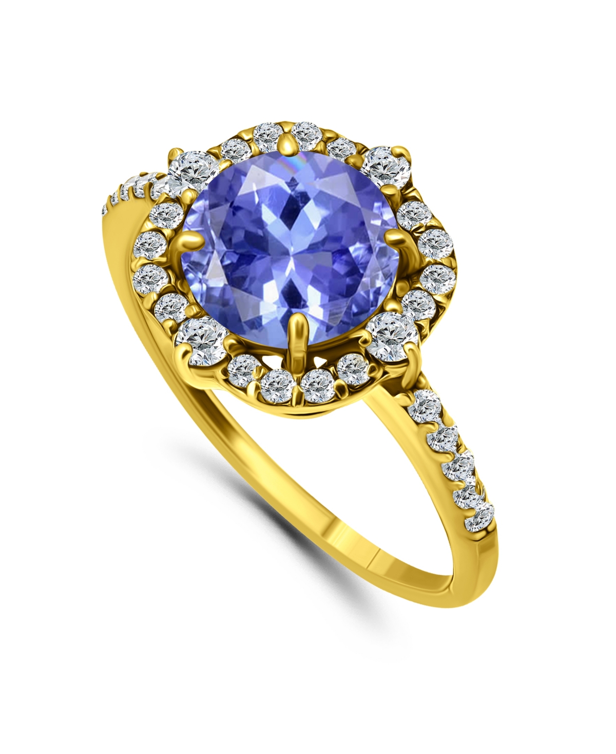 Click here for Tanzanite Cubic Zirconia Fancy Halo Ring in Silver... prices