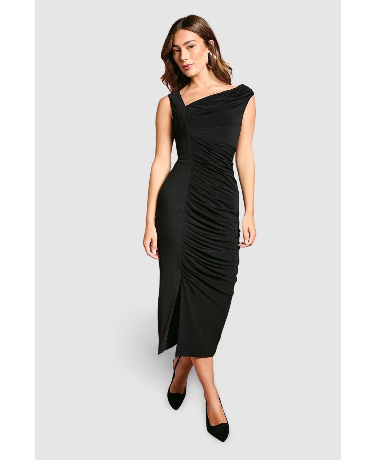 Click here for Coast Womens Strappy Mix Fabric Pencil Midi Dress... prices