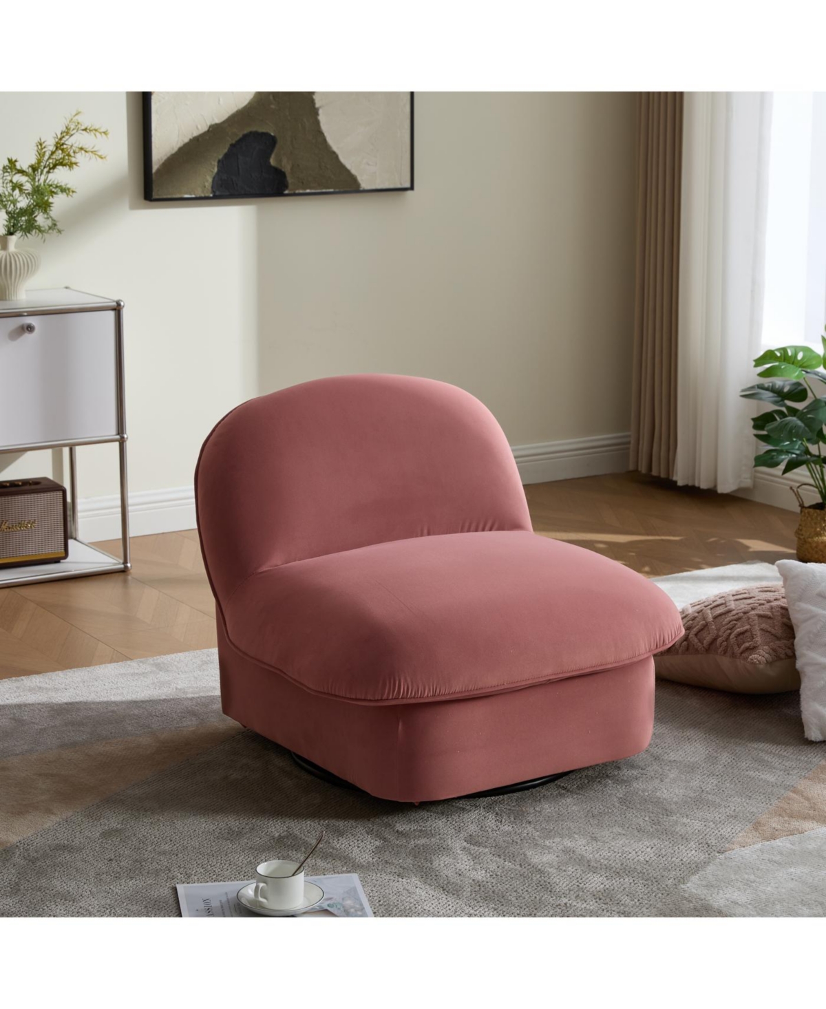 Click here for Streamdale Velvet Swivel Chair with 360-degree Met... prices