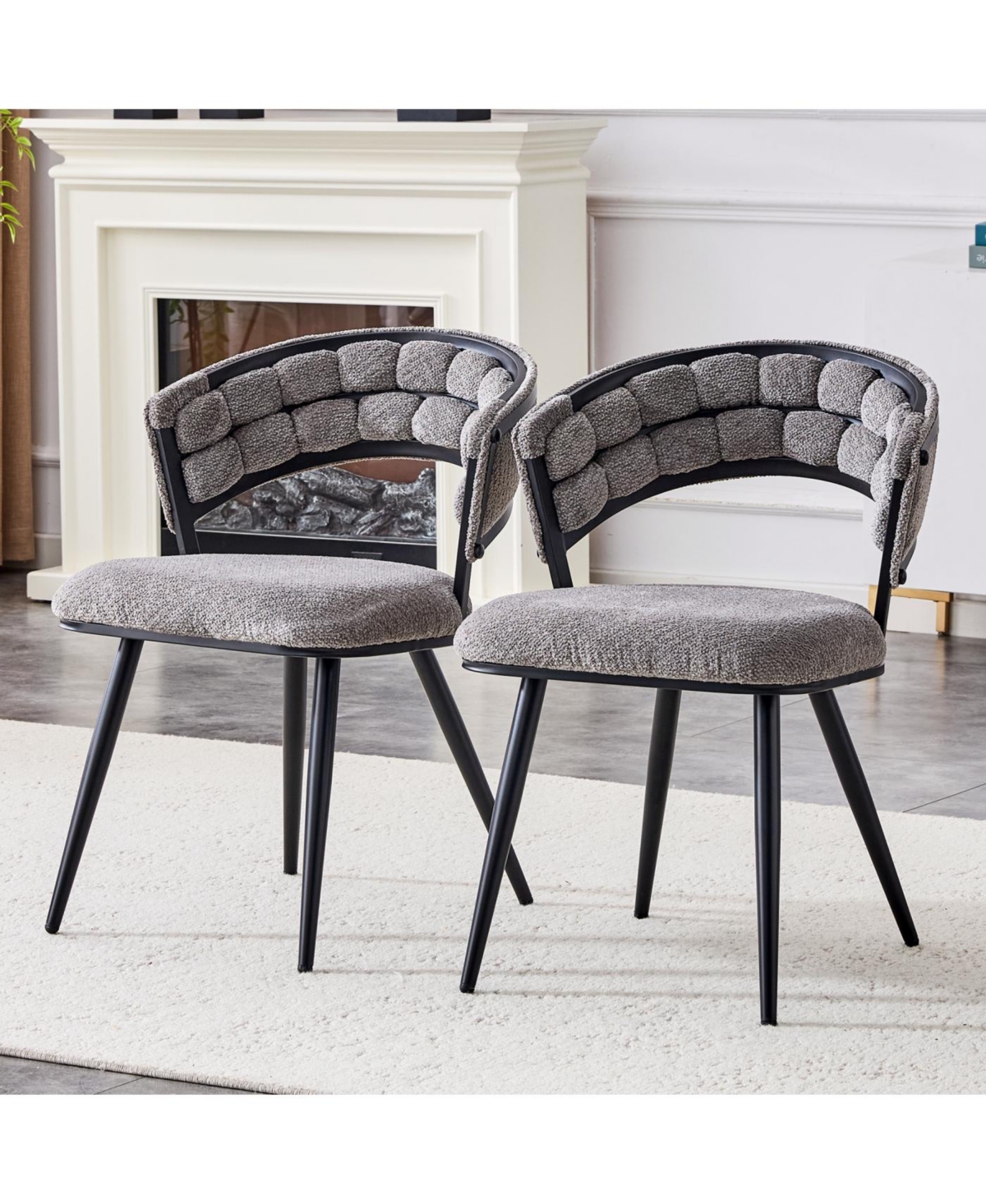 Click here for Streamdale Set of 2 Gray Velvet Dining Chairs with... prices