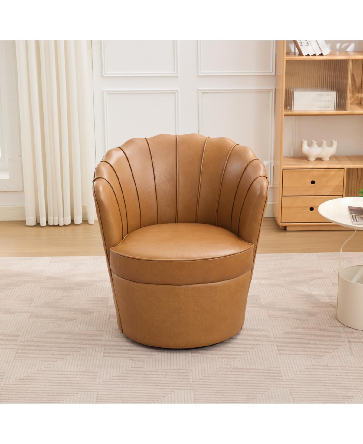 Click here for Streamdale Light Brown Petal Swivel Chair - 360 Sp... prices