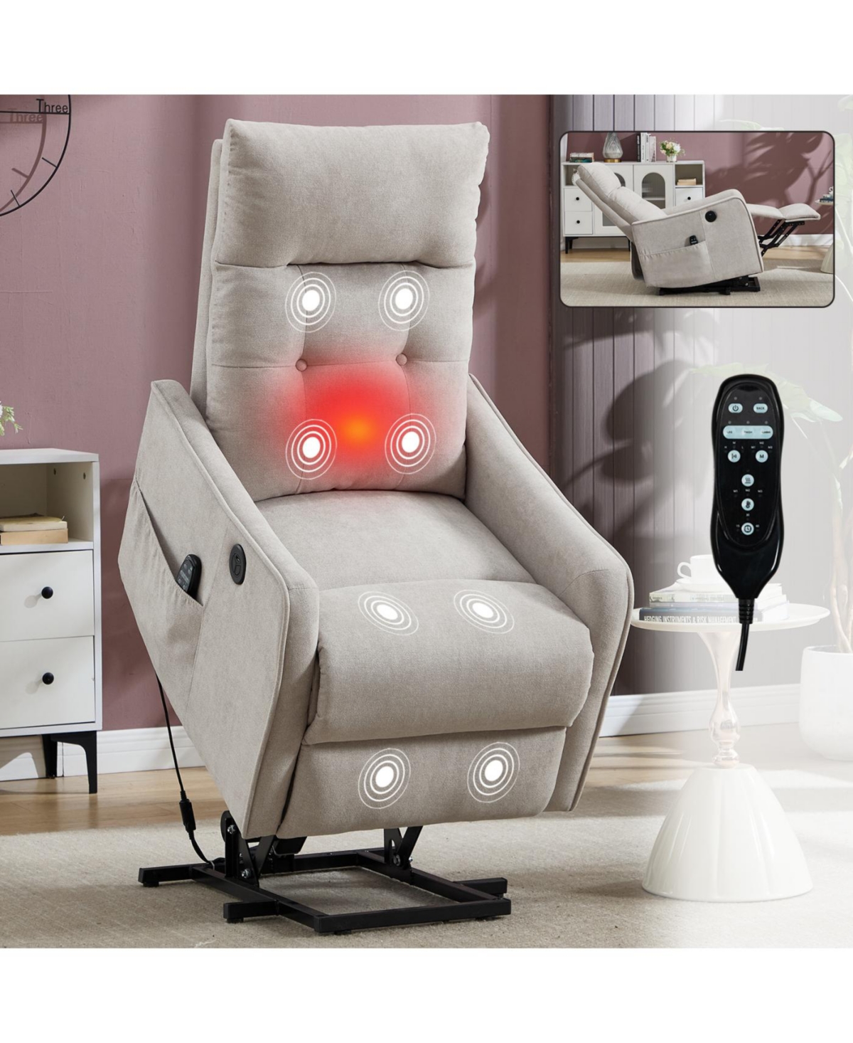 Click here for Streamdale Furniture Beige Chenille Power Lift Rec... prices