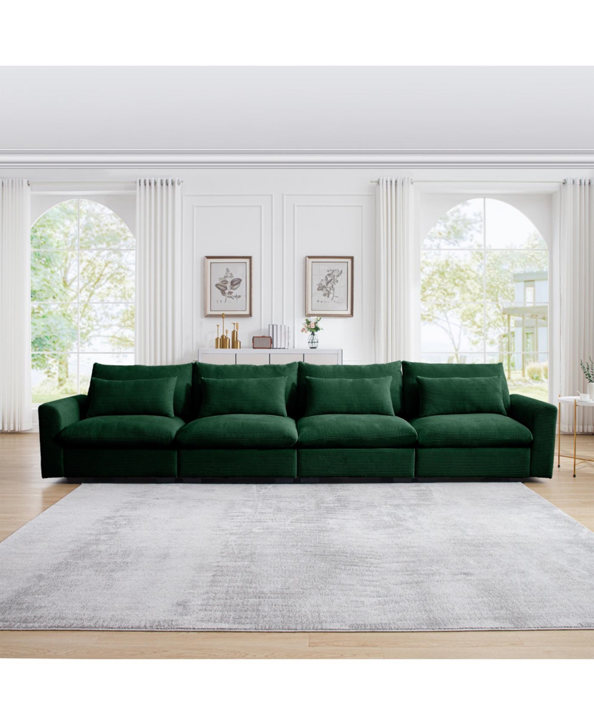 Click here for Streamdale Furniture 4 Seater Green Corduroy Sofa... prices