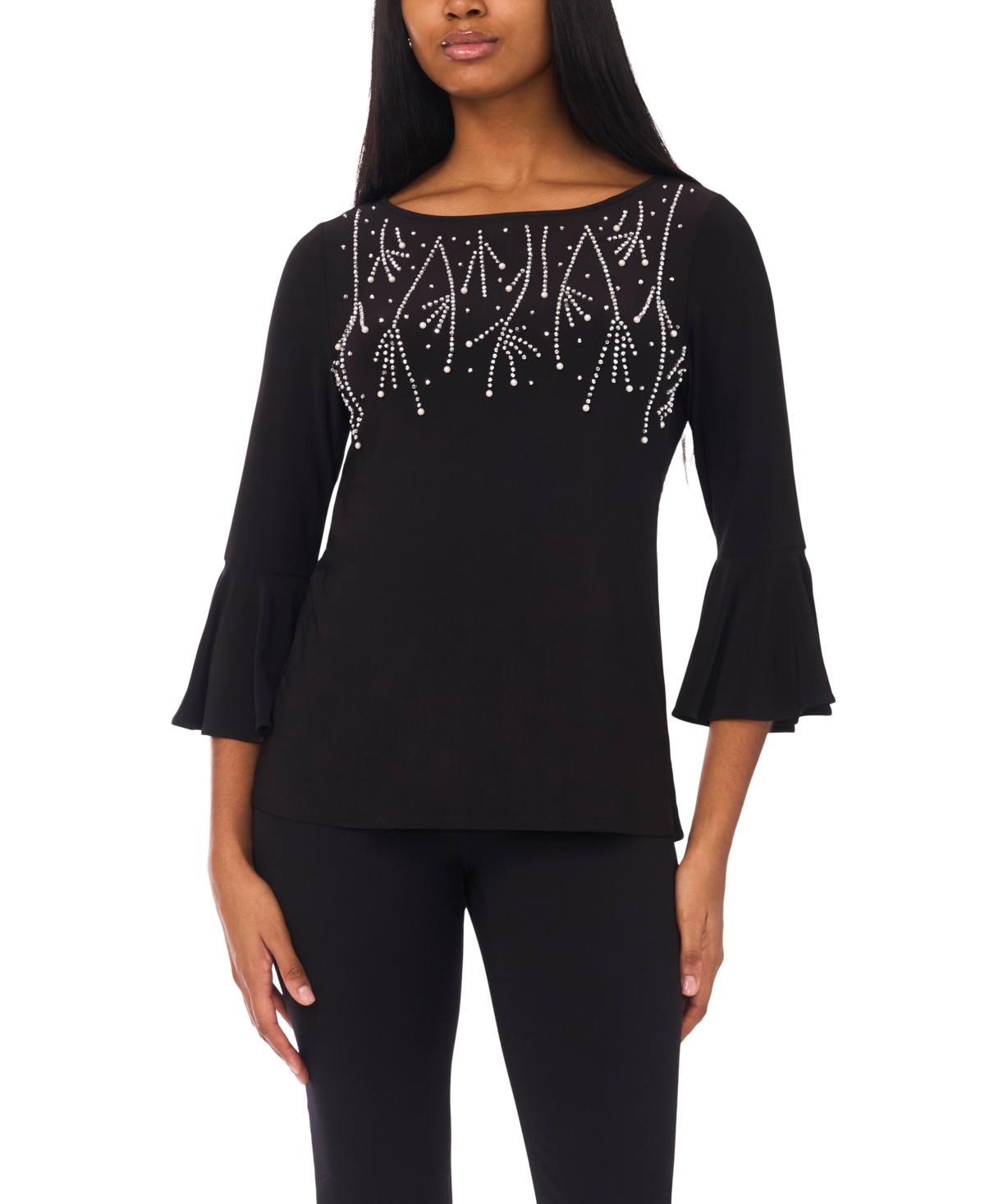 Click here for Msk Womens Boat Neck Top - Rich Black prices