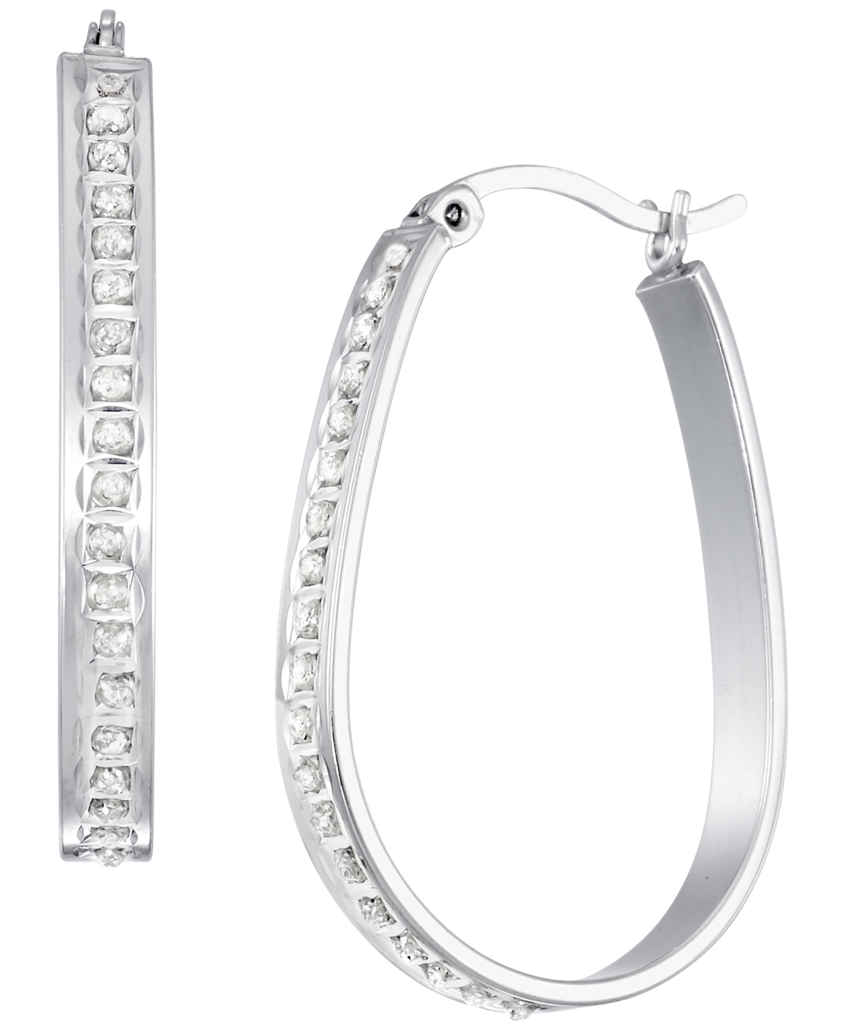 Click here for Macys Diamond Hoop Earrings (0.01 ct. t.w.) in Ste... prices