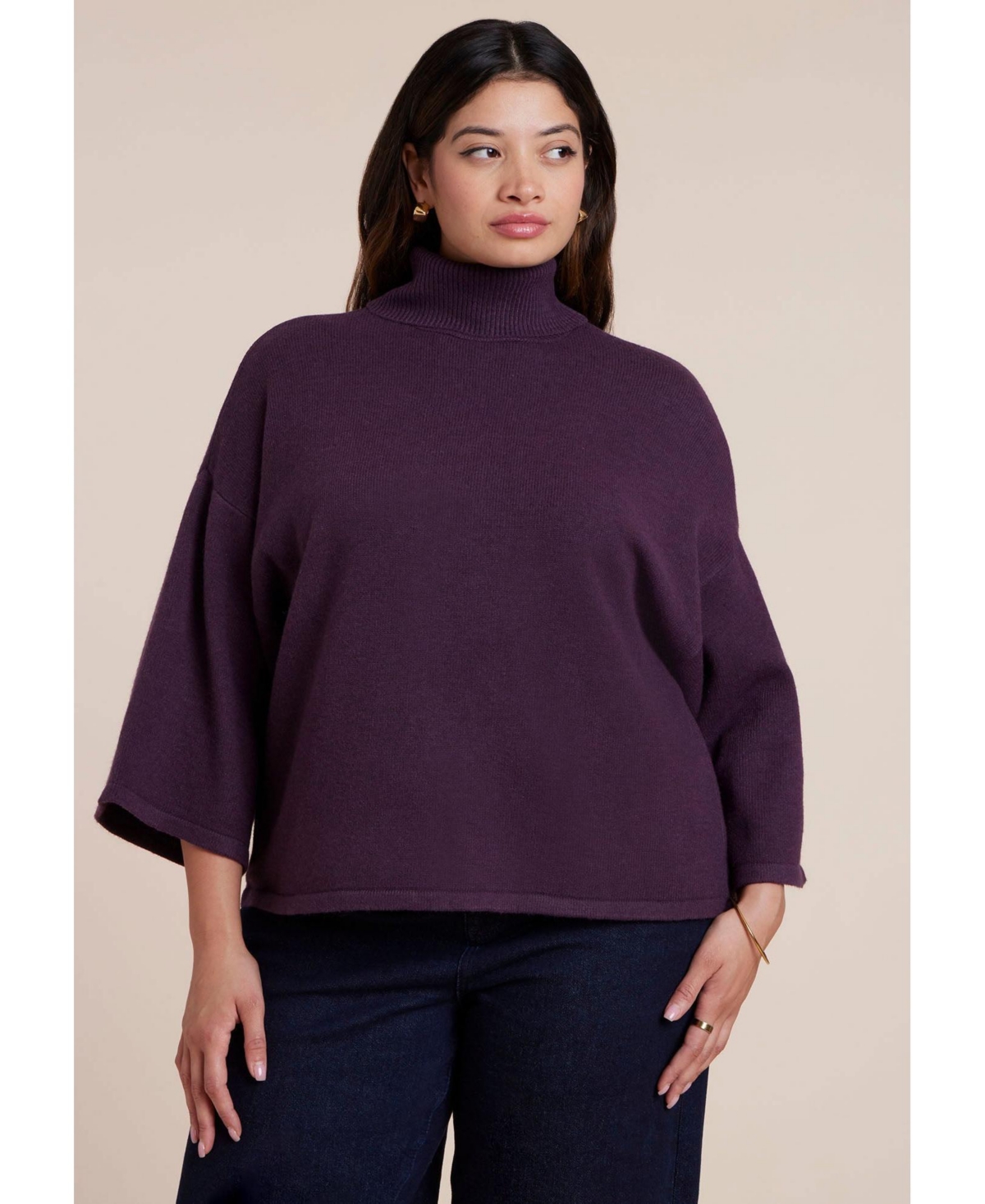 Click here for Eloquii Womens Boxy Three Quarter Sleeve Turtlenec... prices