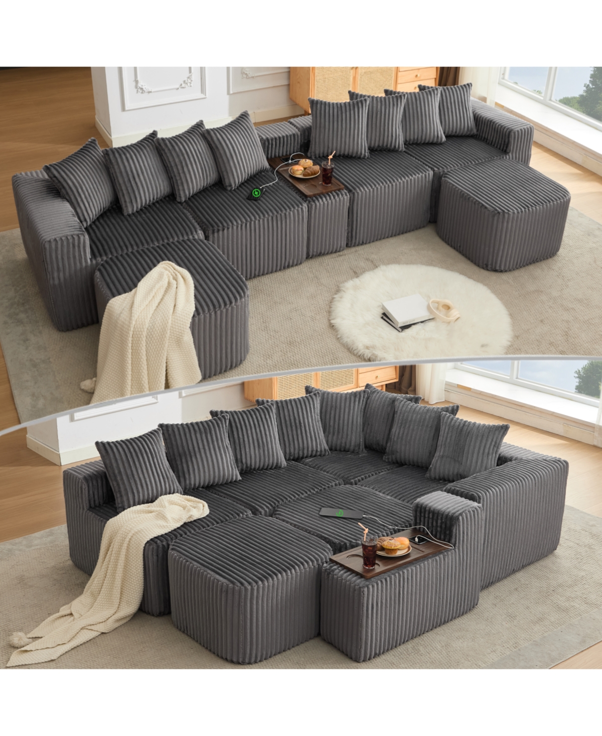Click here for Streamdale Furniture Streamdale U-Shaped Sofa  Usb... prices