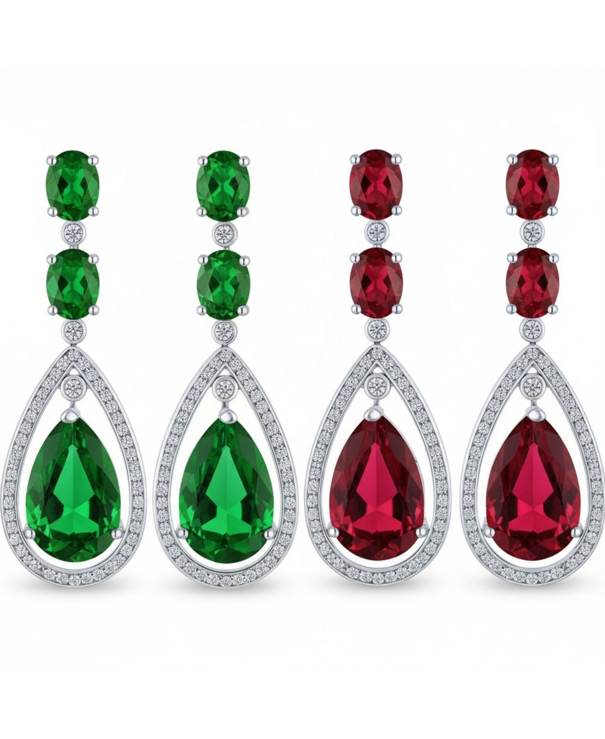 Click here for Bling Jewelry Set of 2 Art Deco Style Green or Red... prices