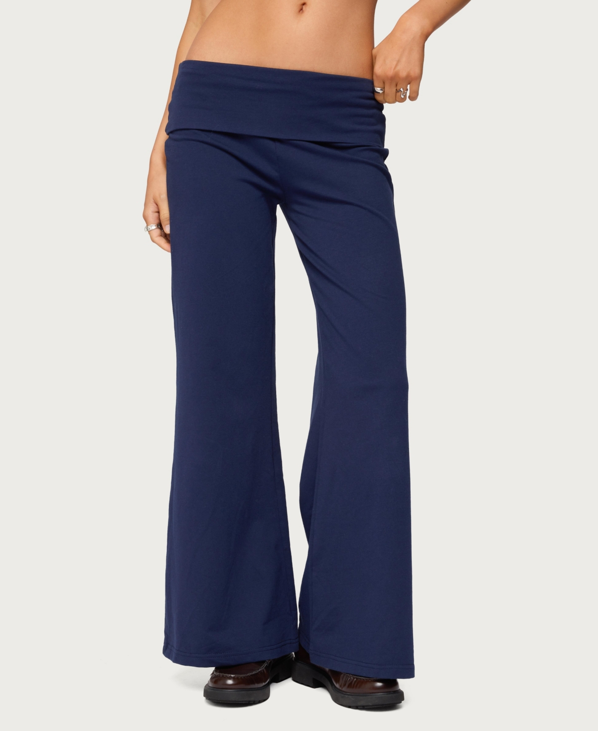 Click here for Edikted Womens Wide Leg Fold Over Pants - Navy prices