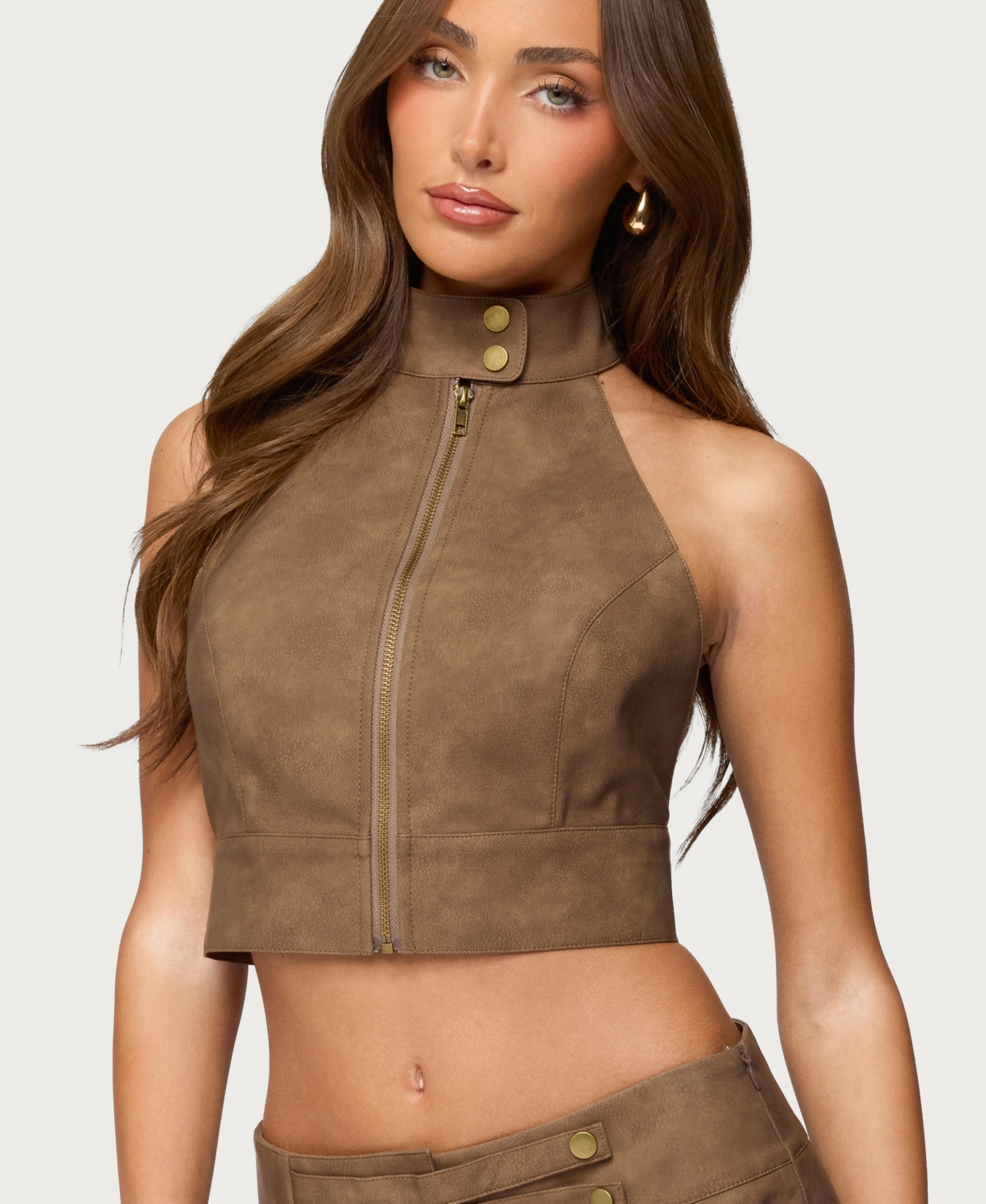 Click here for Edikted Womens Karly Open Back Top - Brown prices
