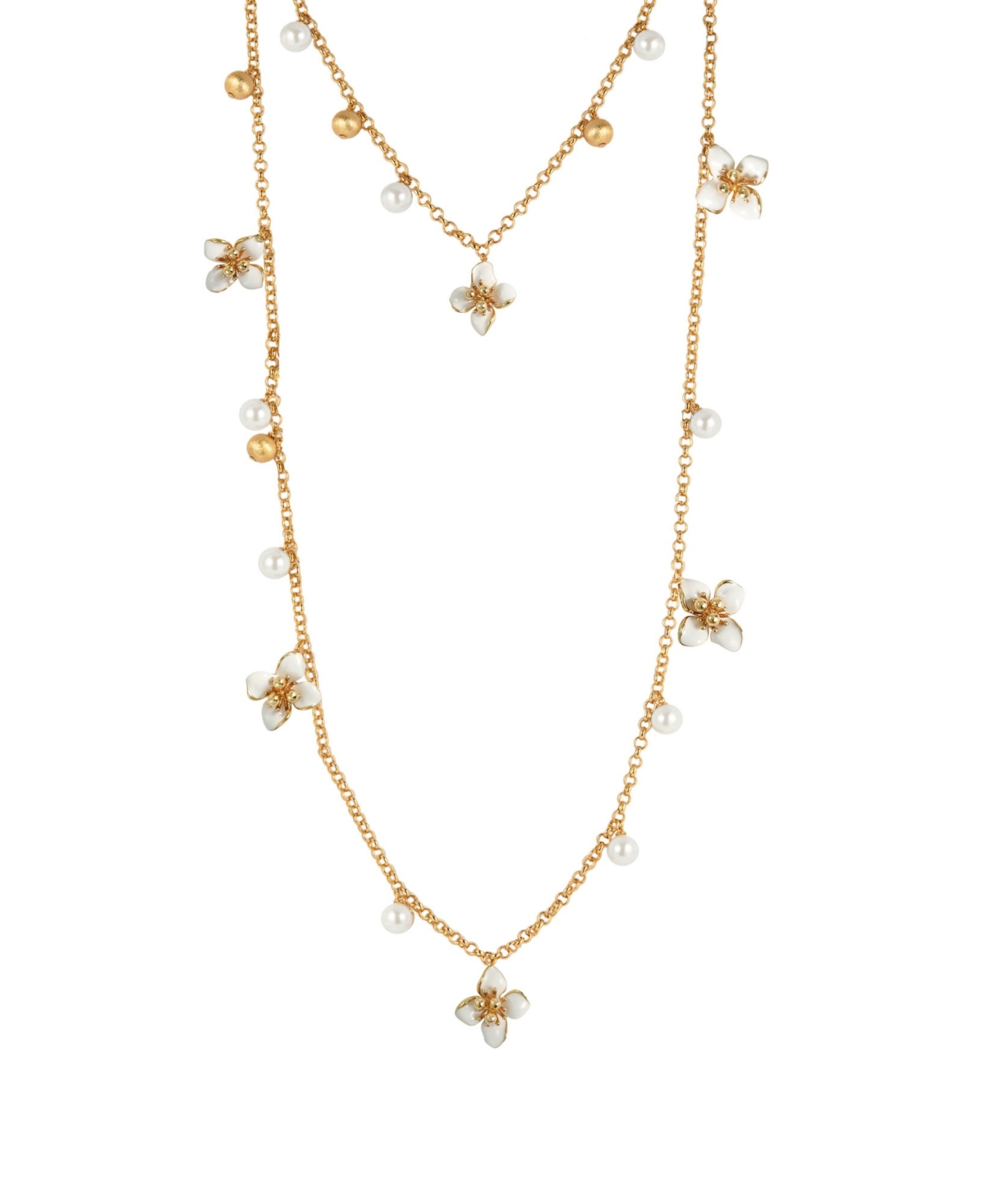 Click here for Retro Chic Iris Blossom Necklace - White  gold prices