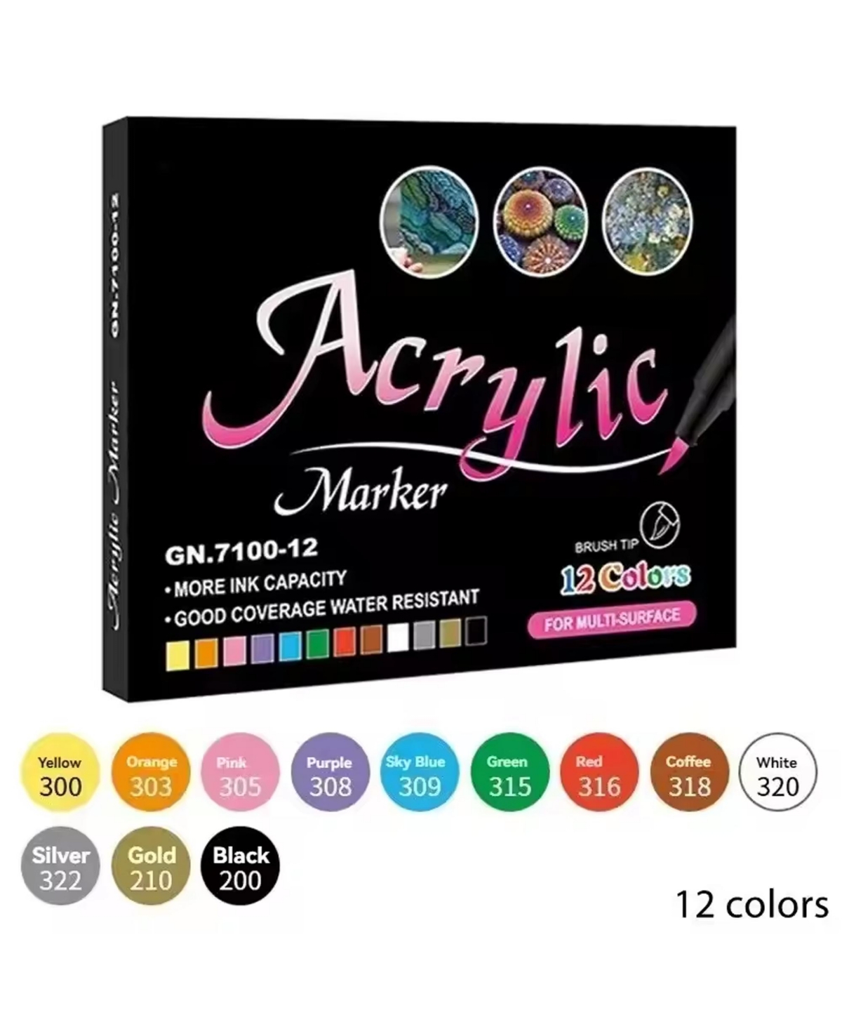 Click here for Htutwoo 12 Colors Acrylic Water-Based Paint Pens... prices