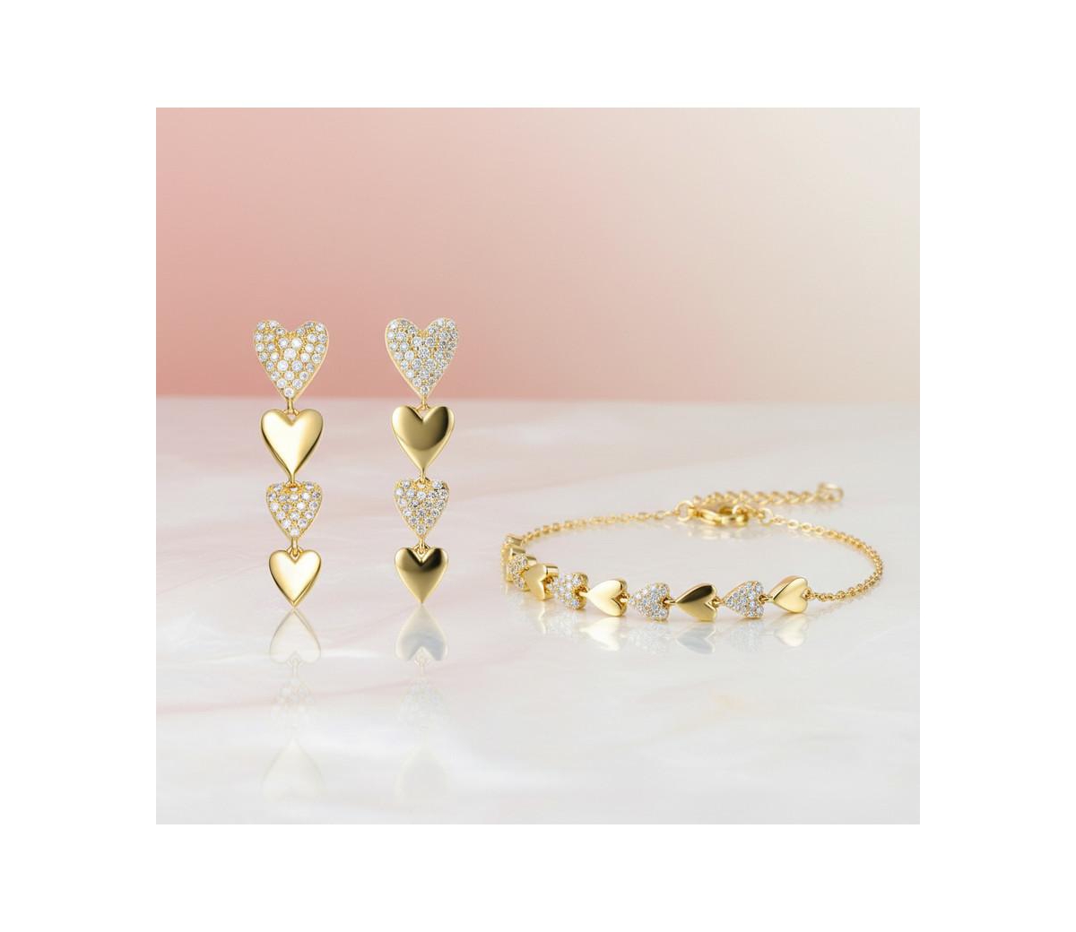Click here for Genevive Gold-Plated Heart Jewelry Set with Sparkl... prices