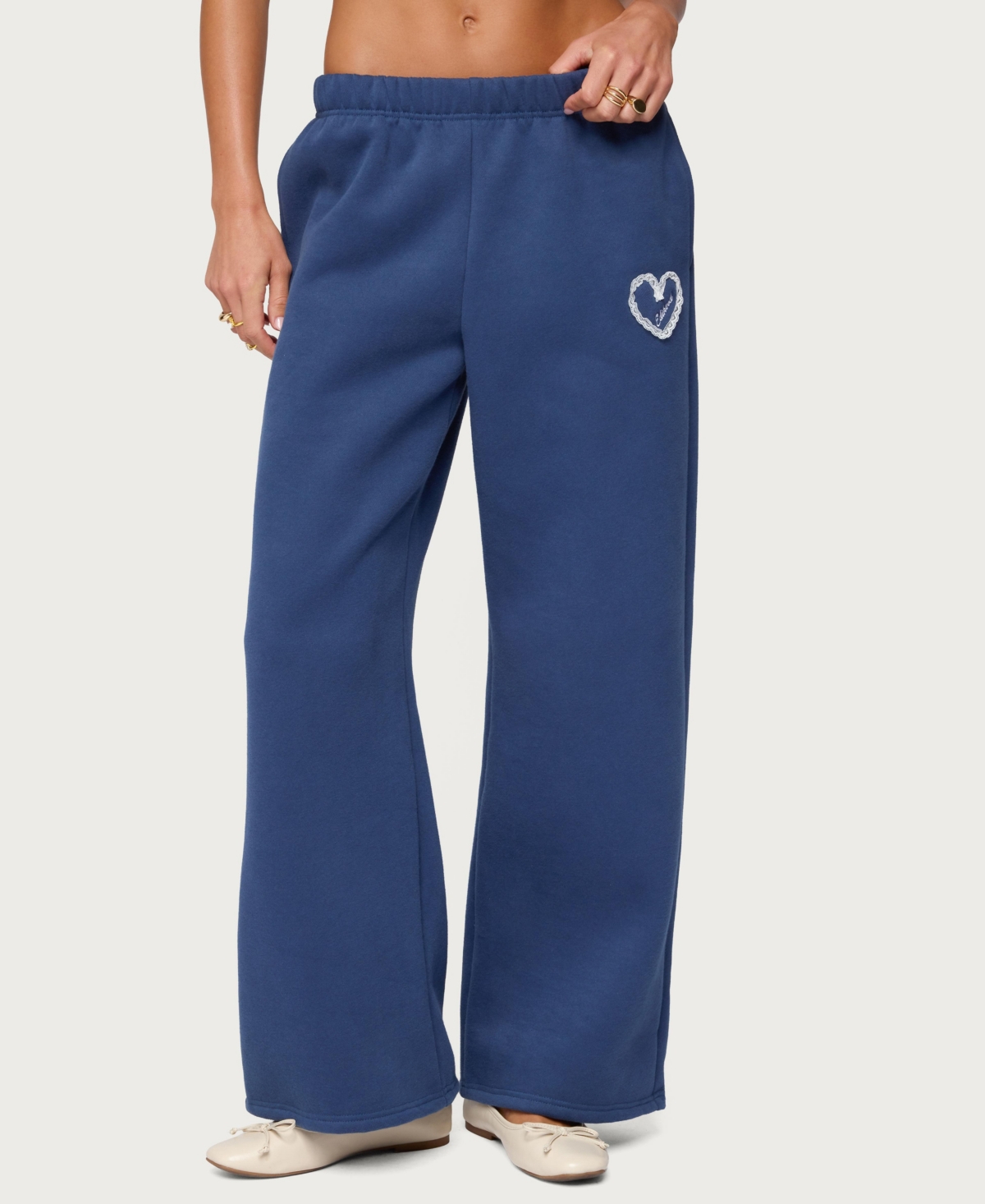 Click here for Edikted Womens Love Wide Leg Sweatpants - Navy prices