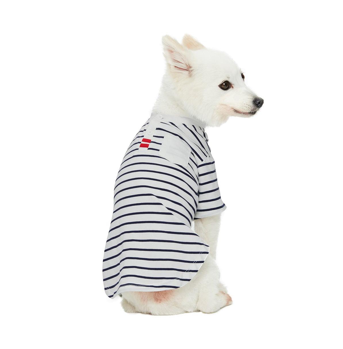 Click here for Dogs & Cats & Co. Striped Henley Dog Tee with Ches... prices