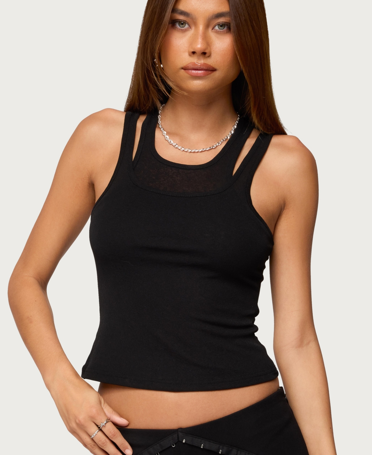 Click here for Edikted Womens Sammy Layered Tank Top - Black prices