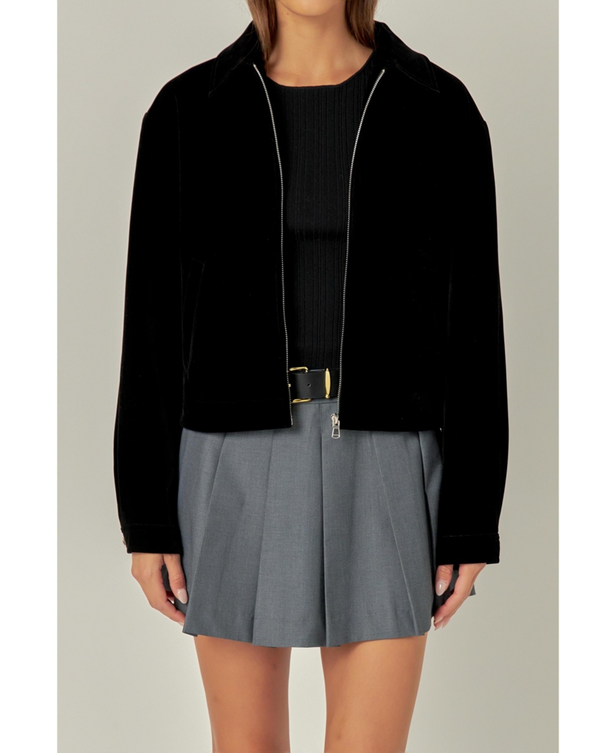 Click here for English Factory Womens Velvet Bomber Jacket - Blac... prices