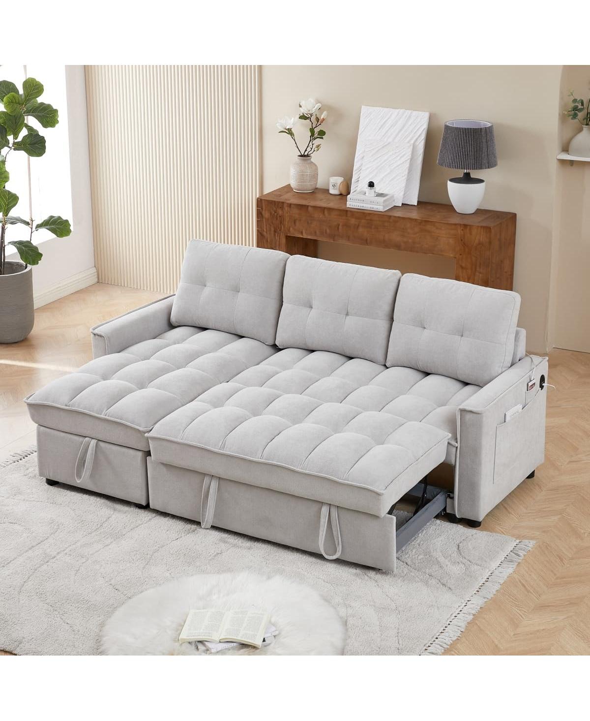 Click here for Maison Boucle 3-Seat Chenille Pull-Out Sofa Bed wi... prices