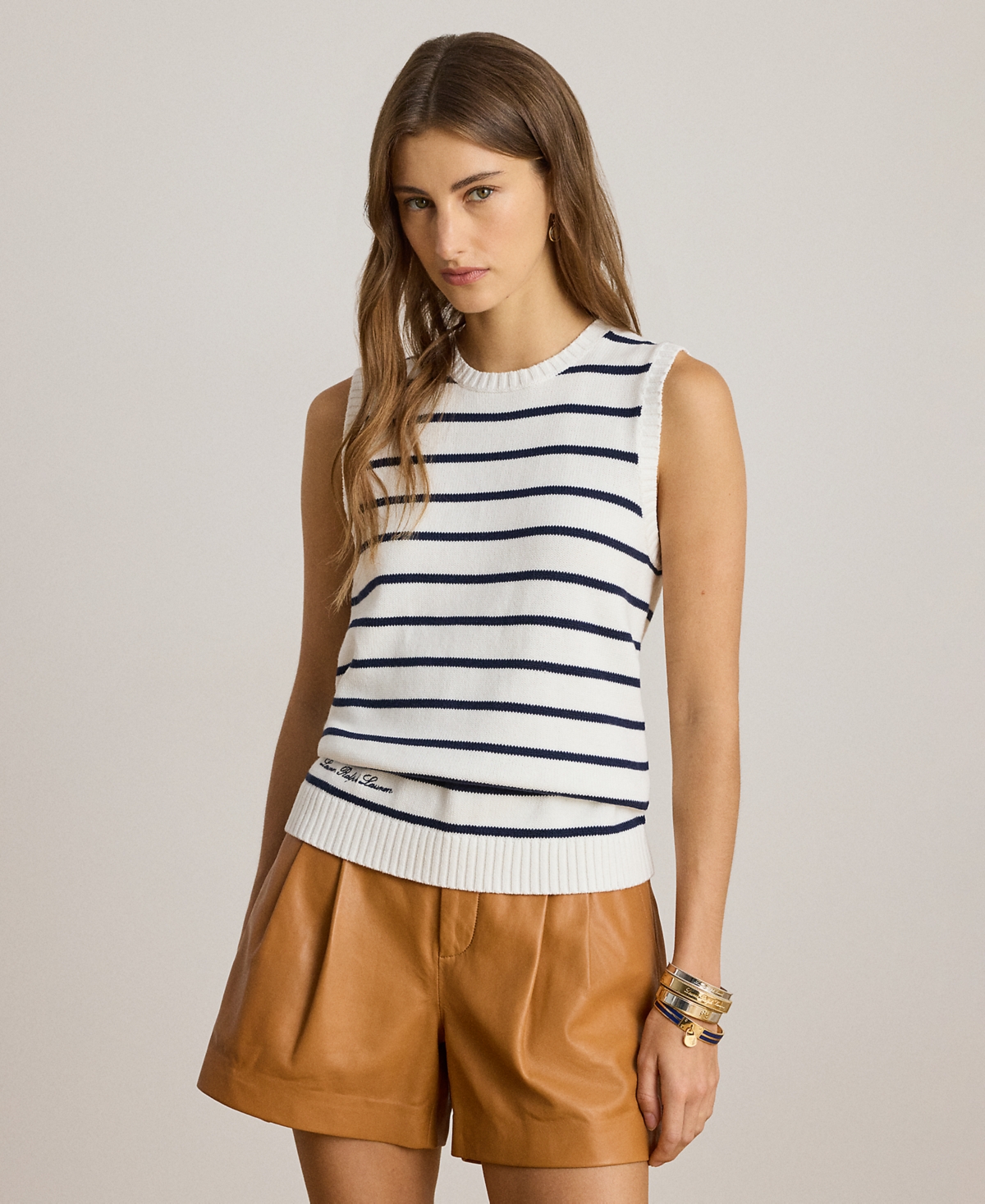 Click here for Lauren Ralph Lauren Petite Striped Sleeveless Swea... prices