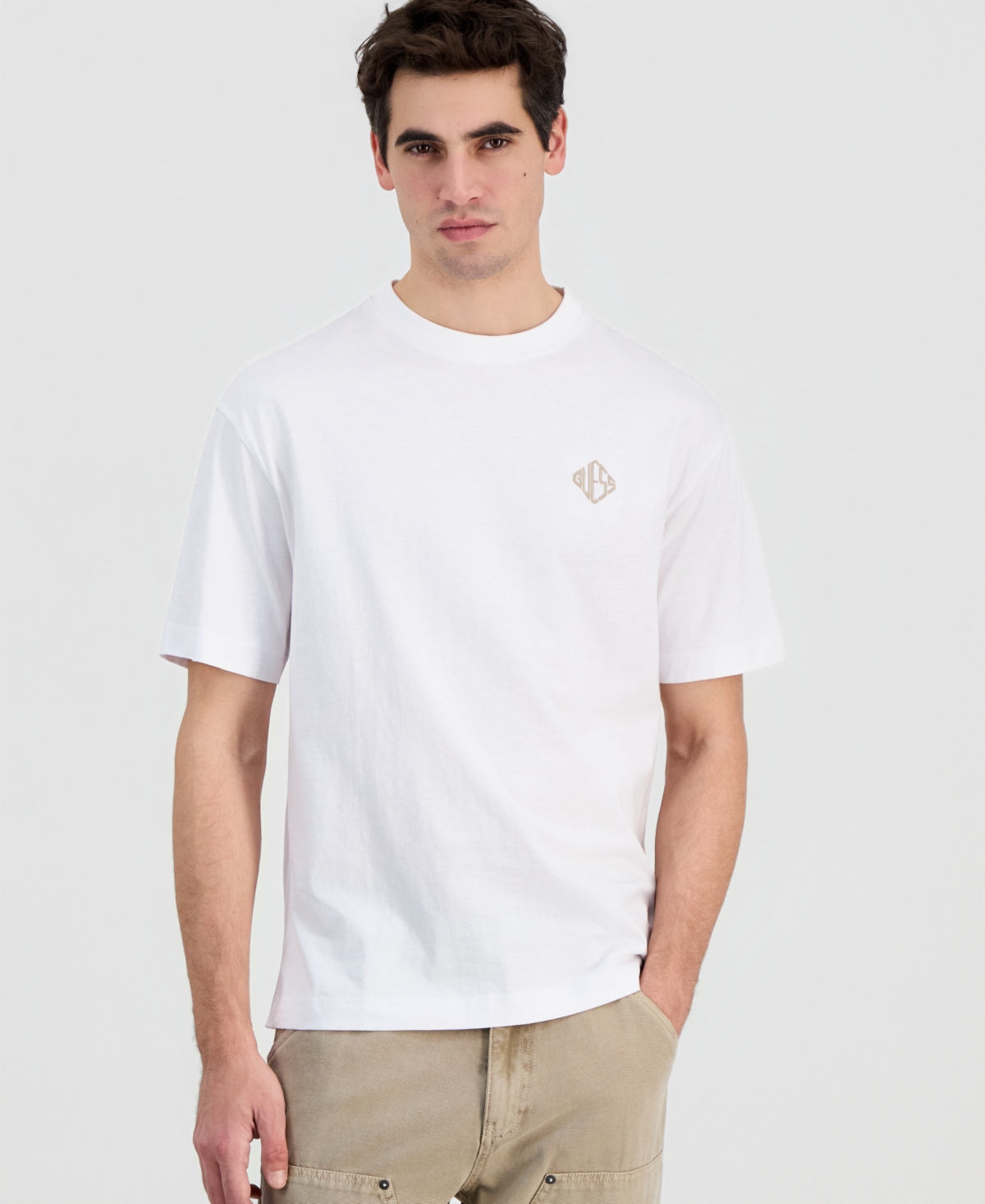 Click here for Guess Mens Diamante Logo T-Shirt - Pure White prices