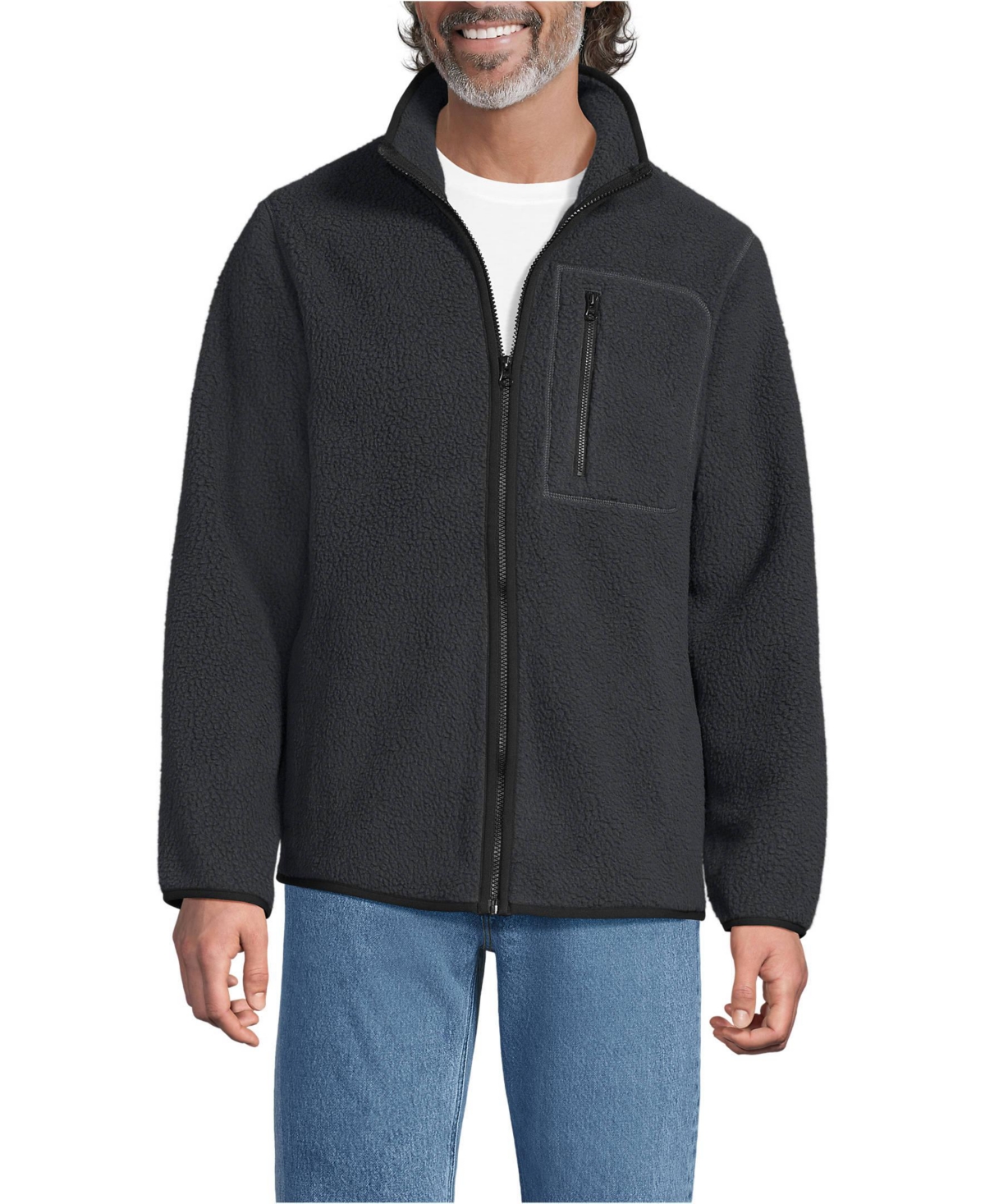 Click here for Lands End Mens Full Zip High Pile Fleece Jacket -... prices