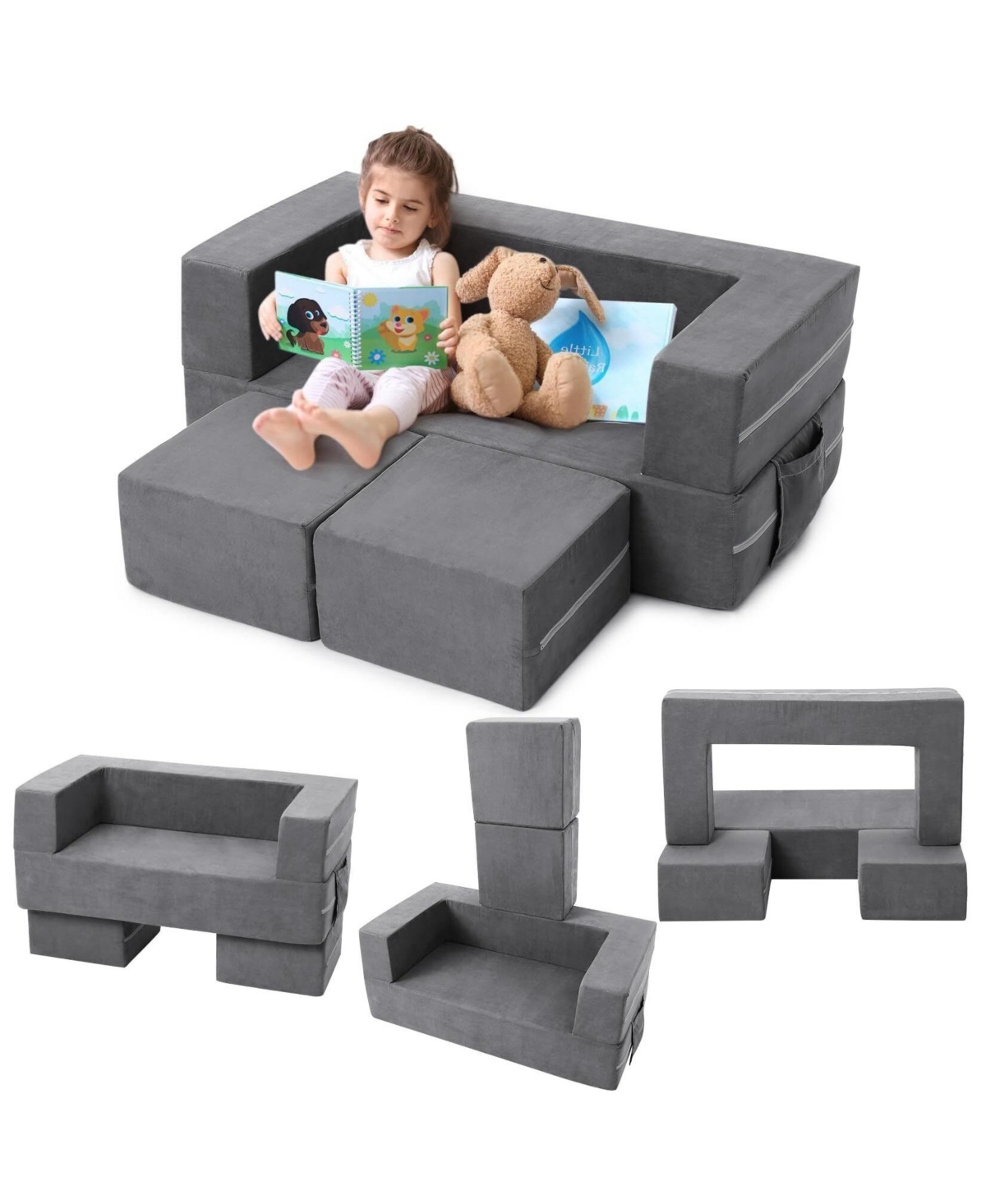 Click here for gaomon Kids Couch 3PCs Modular Kids Play Couch  To... prices