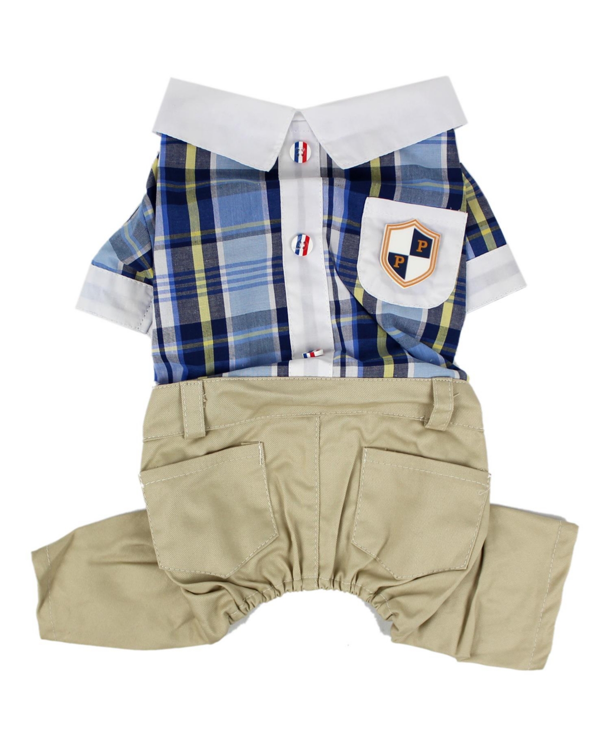 Click here for Parisian Pet Plaid Royal Jumpsuit Blue prices