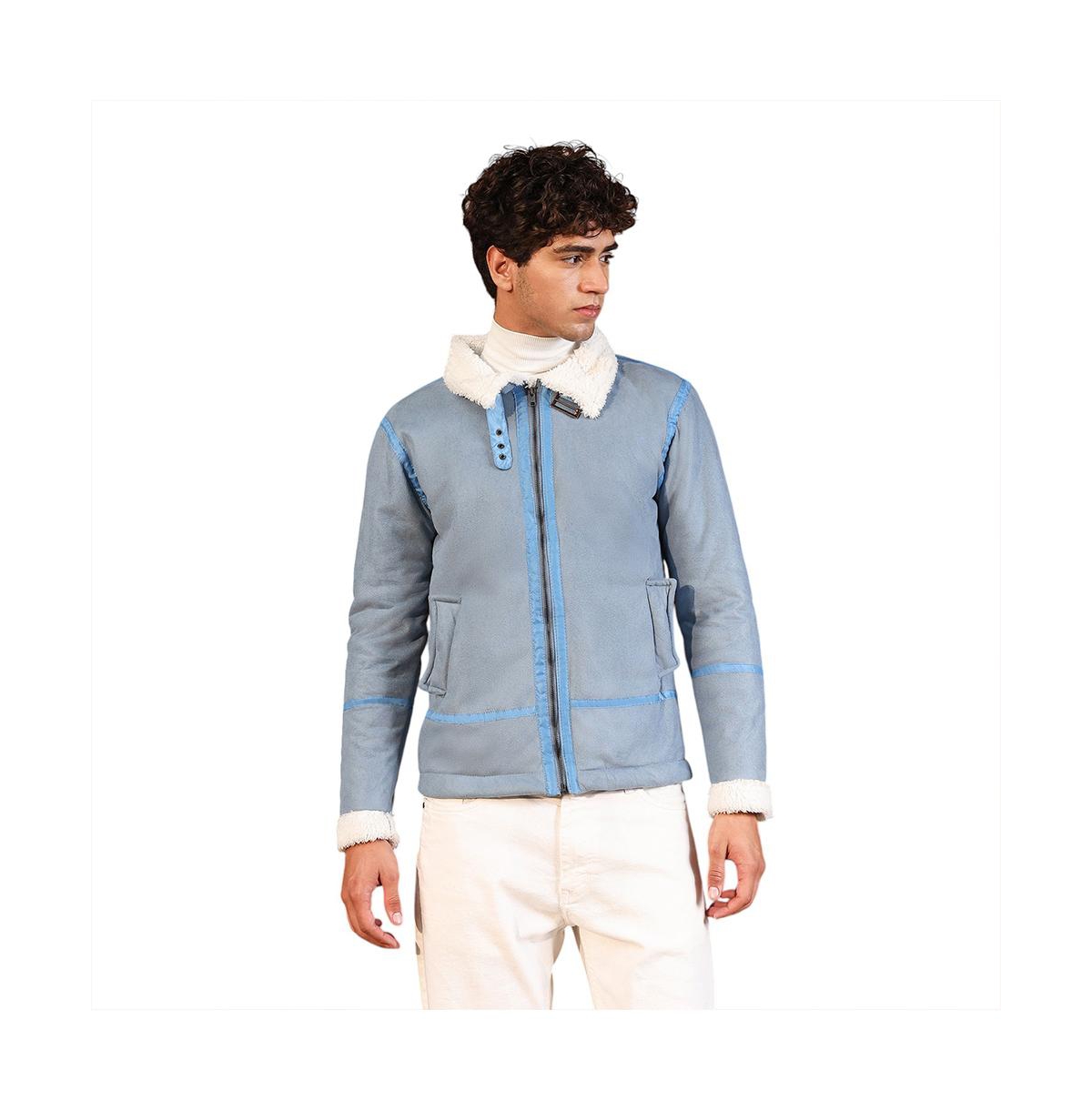 Click here for Campus Sutra Mens Powder Blue Contrast Sherpa-Line... prices