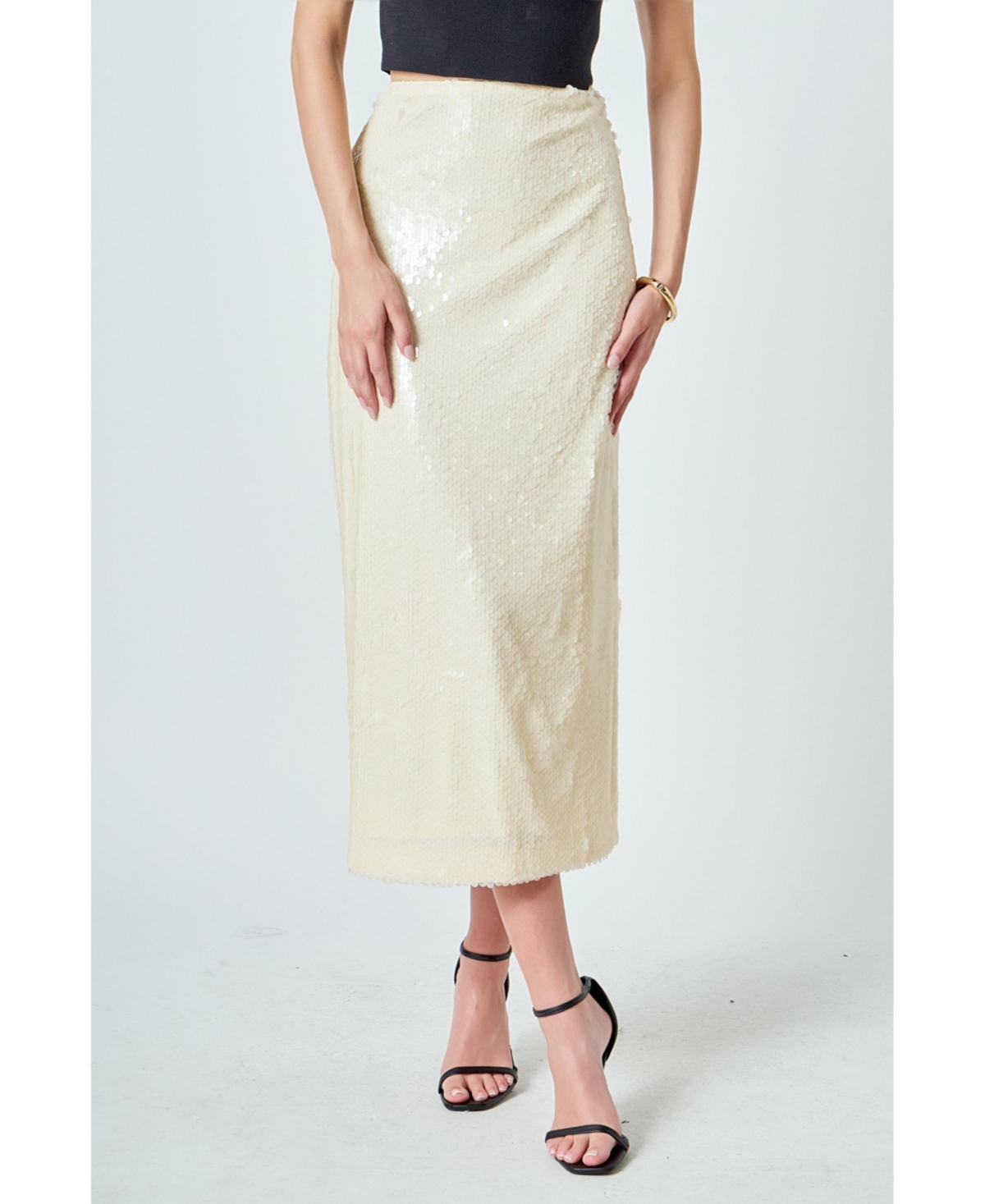 Click here for endless rose Womens Sequins Midi Skirt - Ivory prices