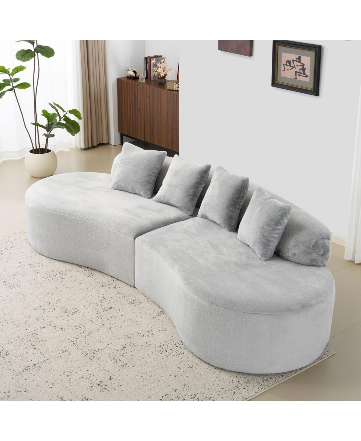 Click here for Streamdale Modern curved flannelette sofa with pil... prices