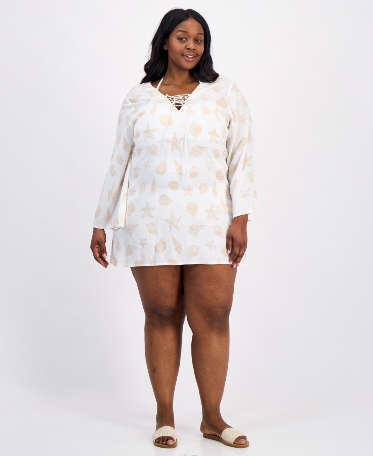 Click here for Raviya Plus Size Printed Tunic Cover-Up Swim Dress... prices