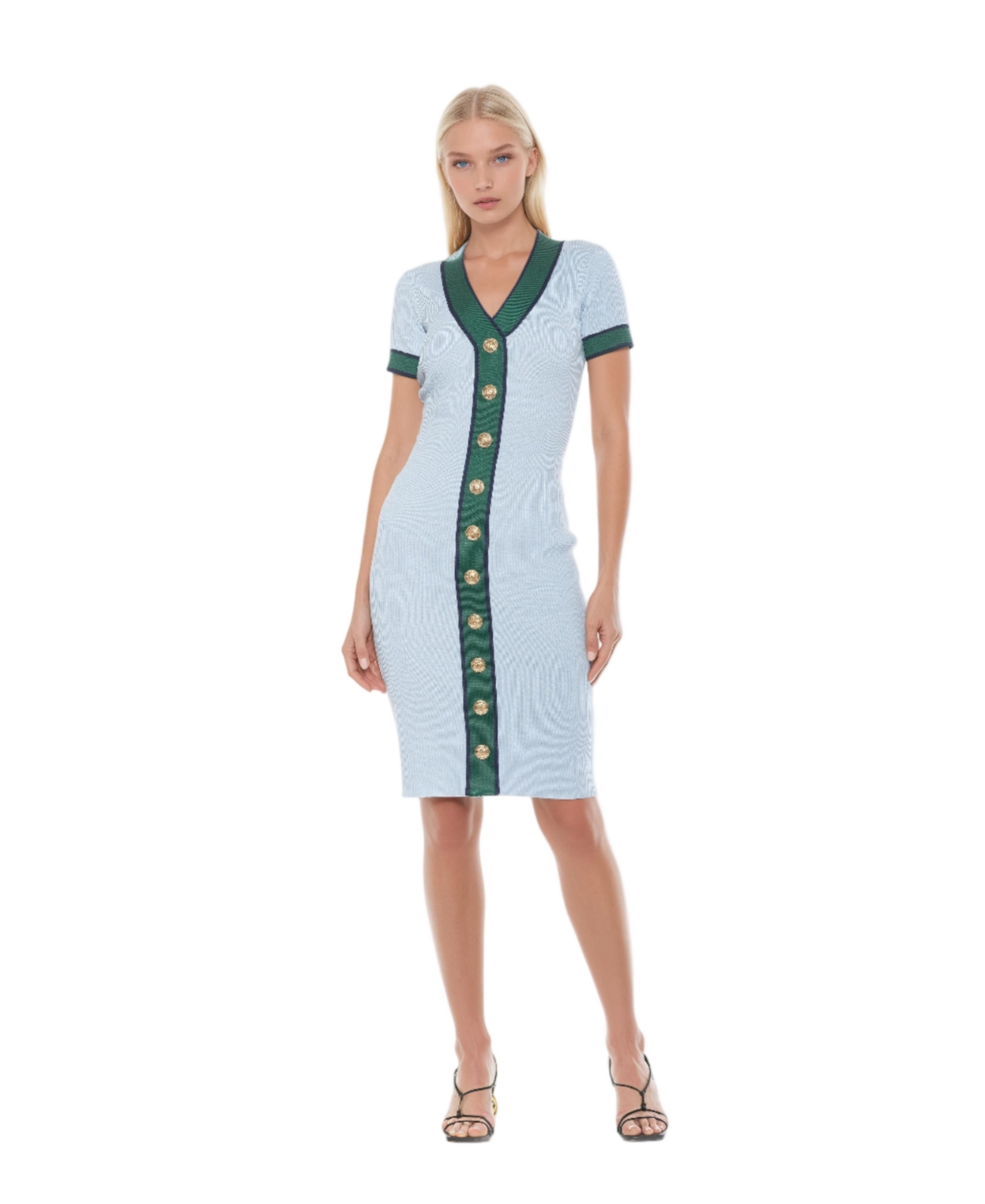 Click here for Alexia Admor Womens Otto V Neck Ribbed Knit Dress... prices