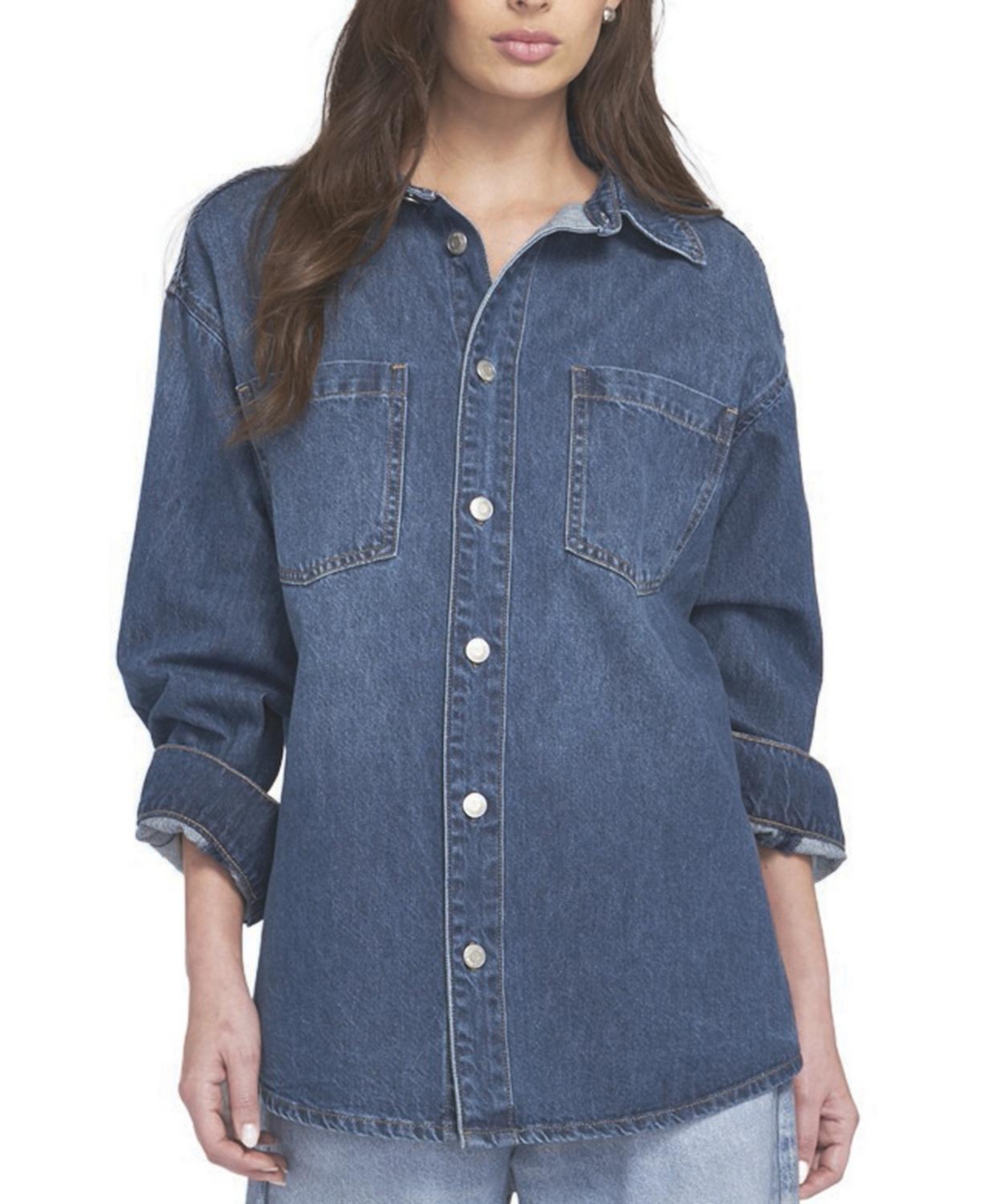 Click here for Elle Collection Womens Feather Soft Denim Shirt Bu... prices
