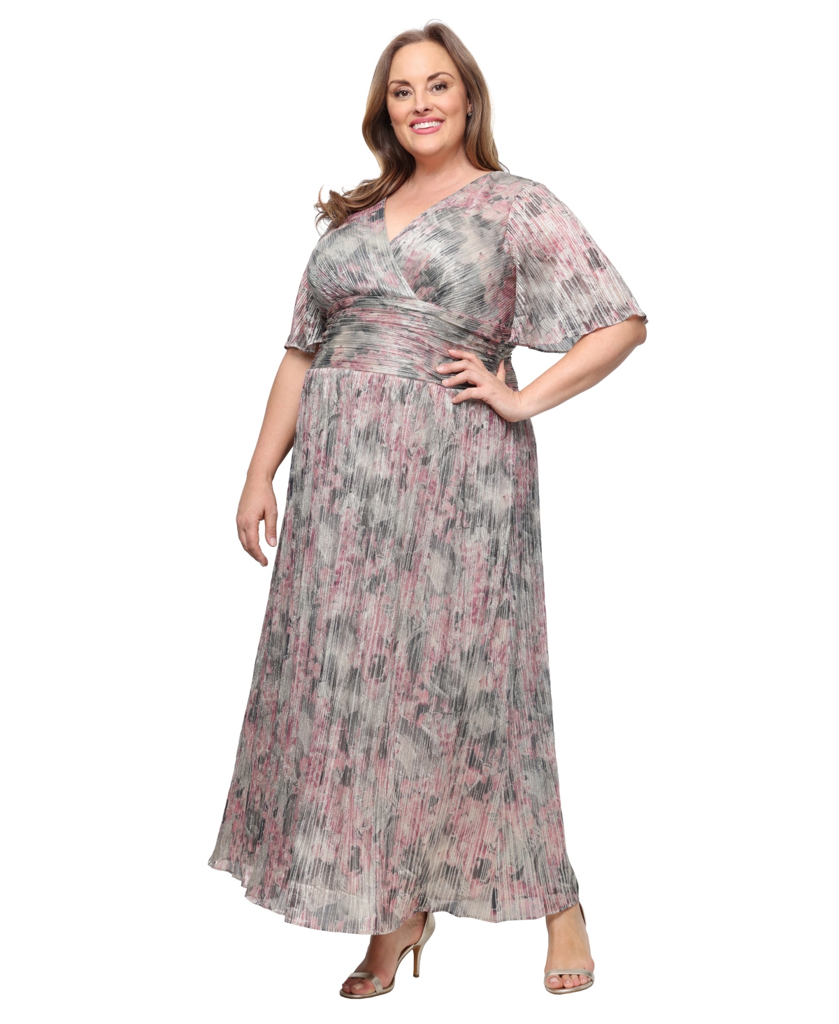 Click here for Sl Fashions Plus Size V-Neck Printed A-Line Dress... prices