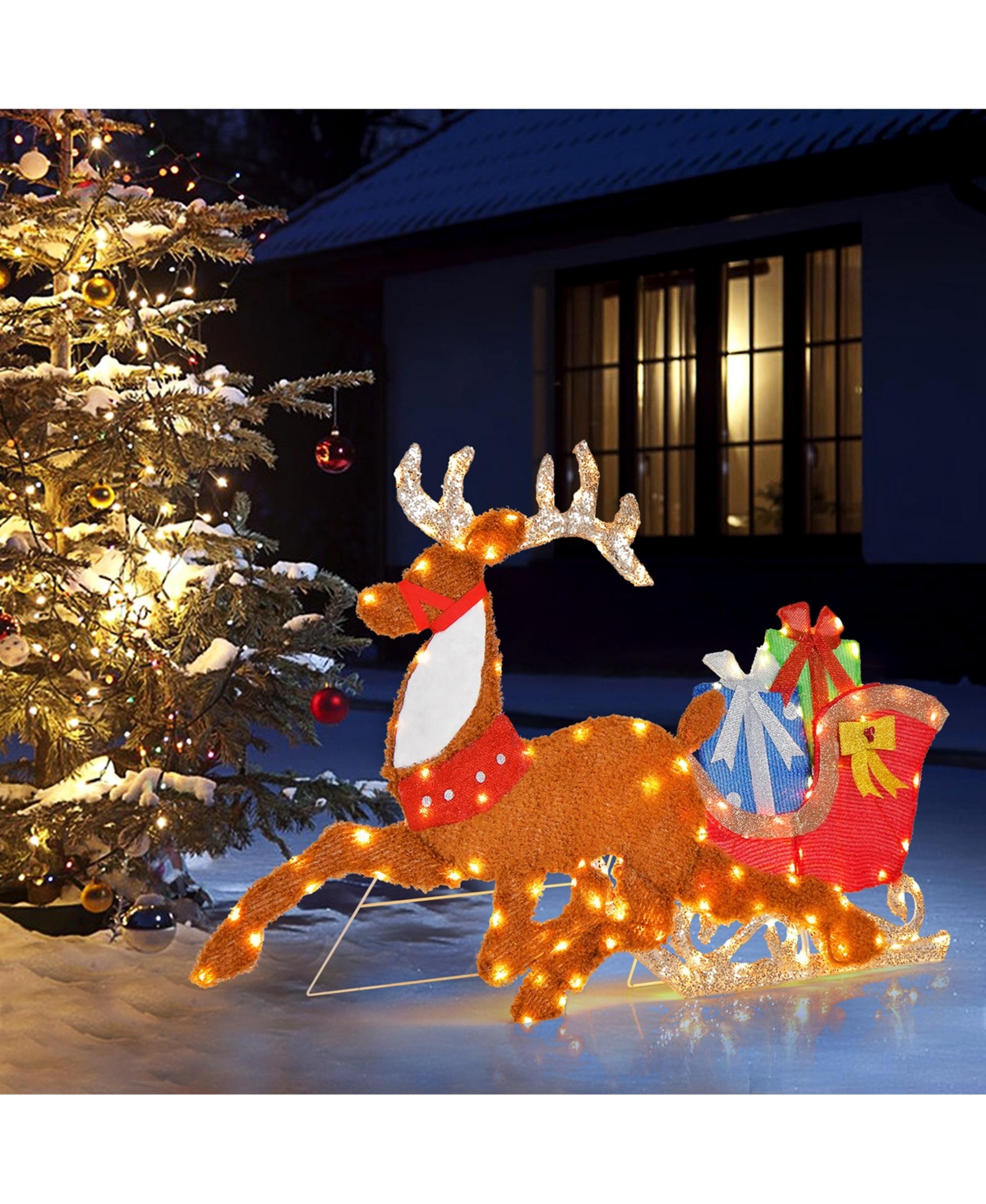 Click here for Lighted 2D Christmas Reindeer and Sleigh Decoratio... prices