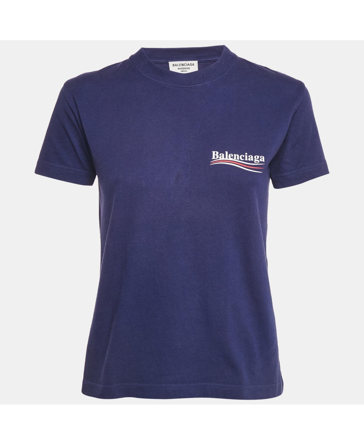 Click here for Pre-Owned Balenciaga Womens Ink Blue Logo Print Co... prices