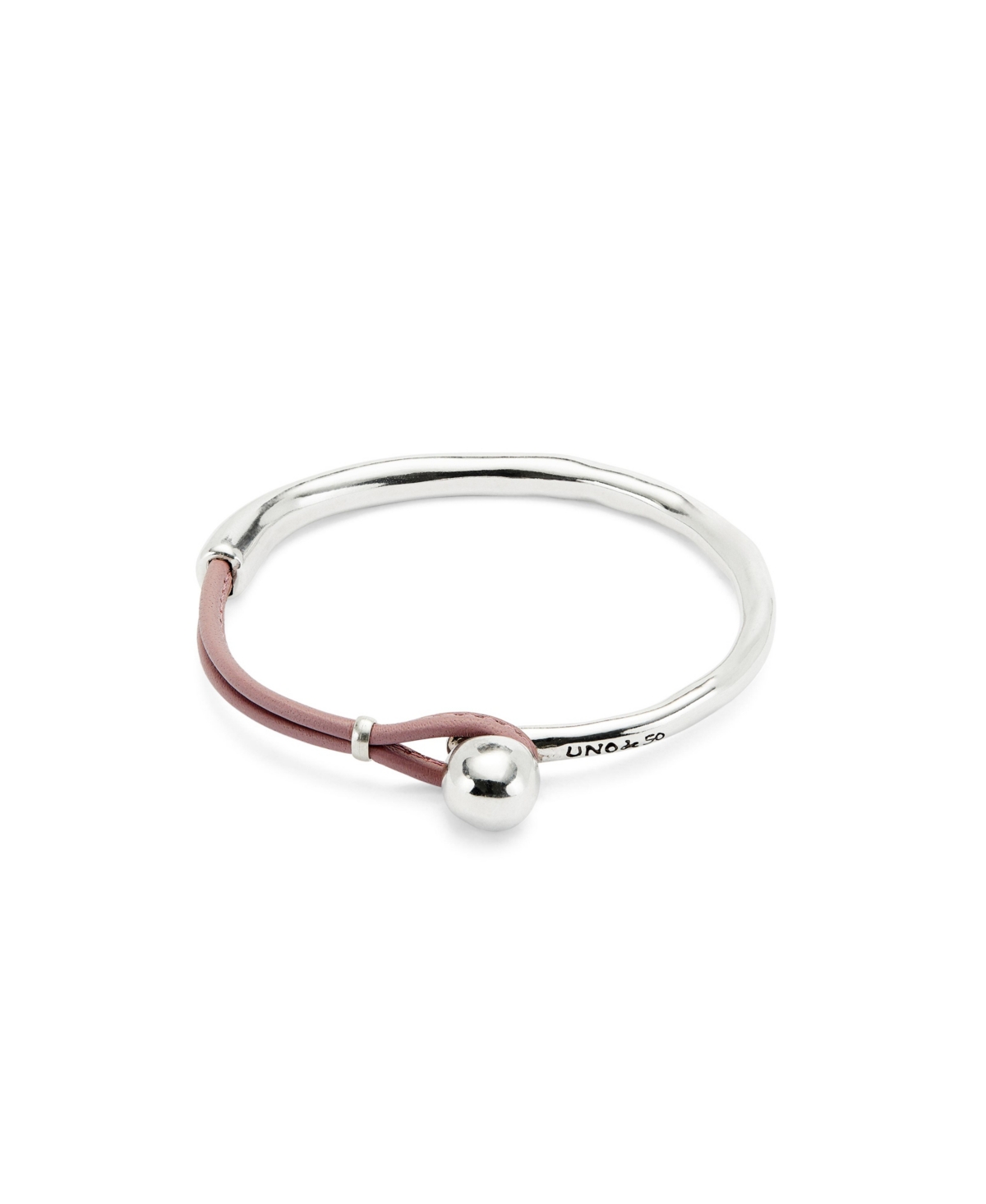 Click here for UNOde50 Sculptural Silver Mauve Leather Half-Cuff... prices