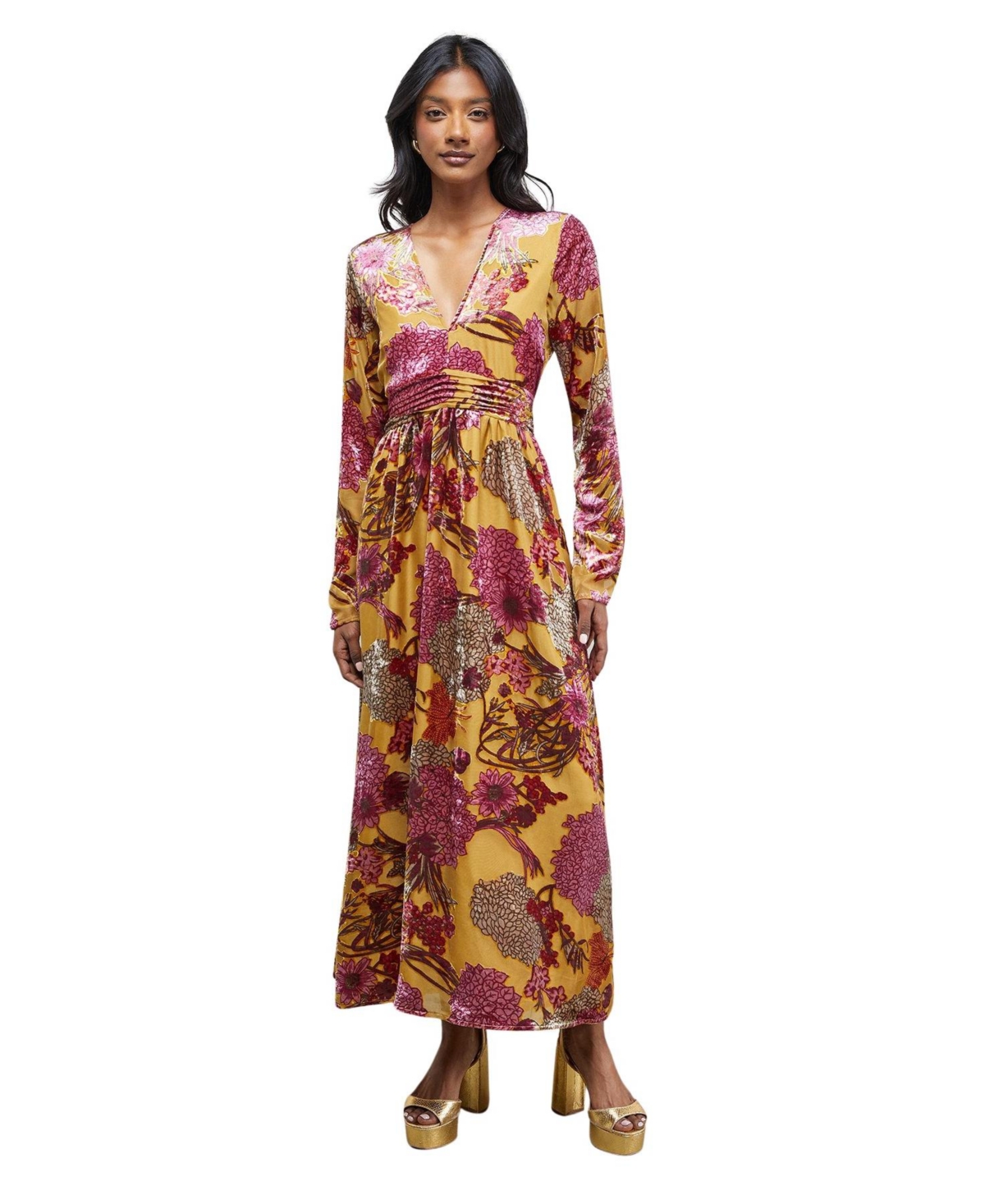 Click here for Warehouse Womens Plunge Neck Waisted Midi Dress -... prices