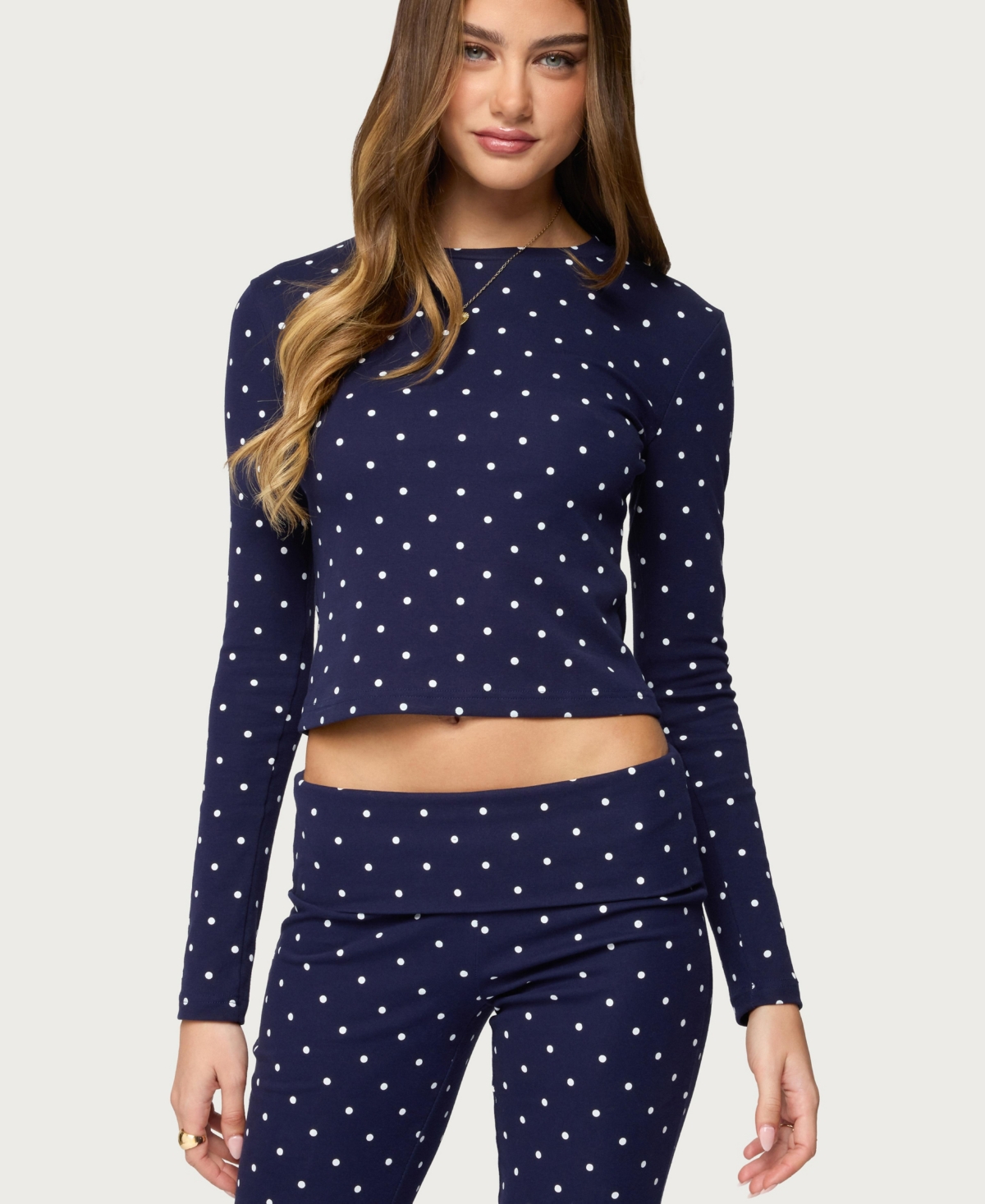 Click here for Edikted Womens Daliya Polka Dot Long Sleeve Top -... prices