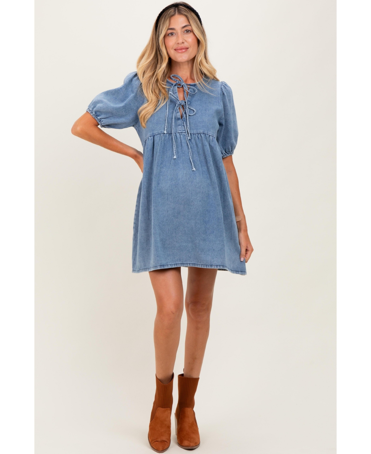 Click here for Pinkblush Maternity Blue Chambray Double Front Tie... prices